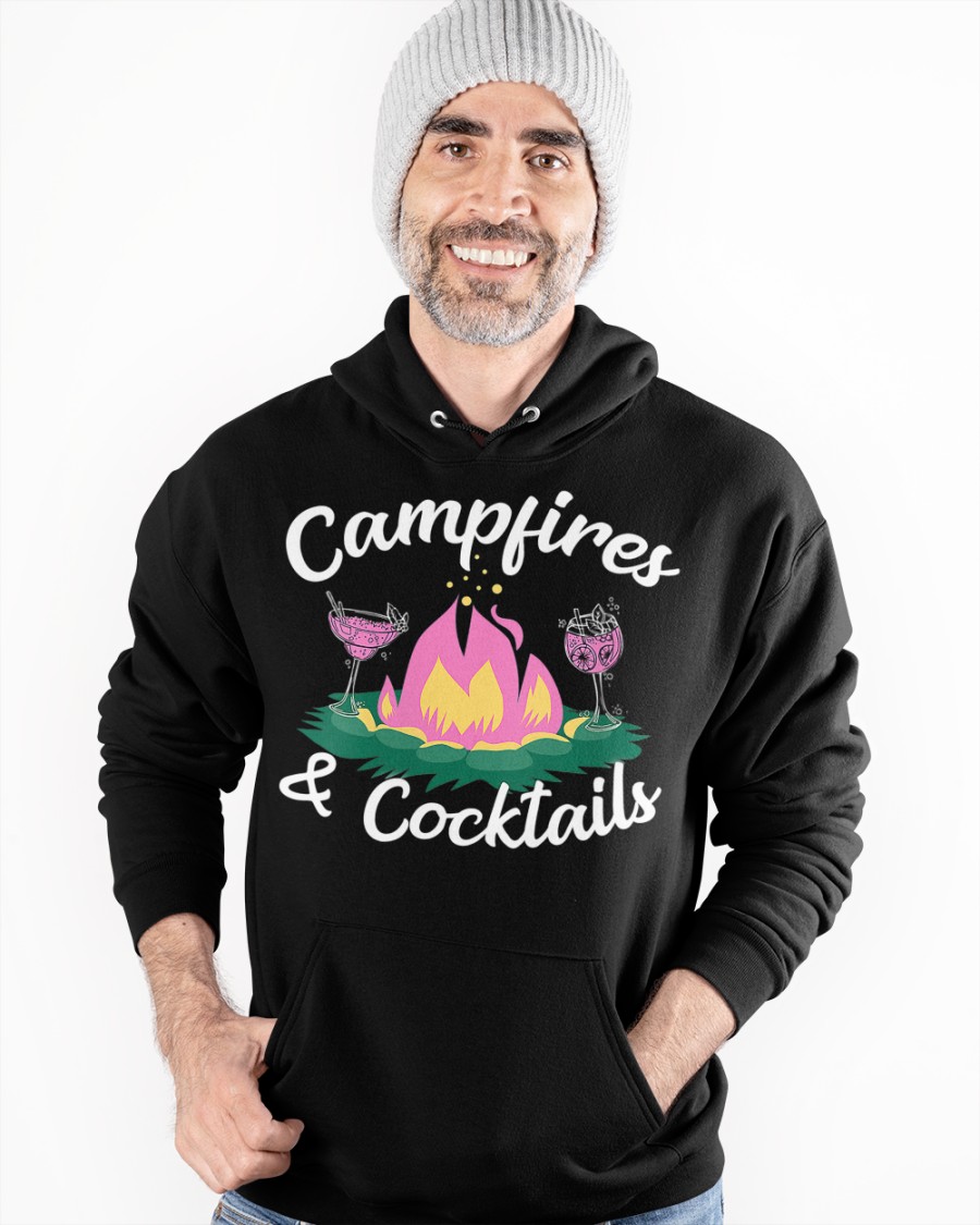 Funny graphic print and letters, Campfires and Cocktails Camping Themed ...