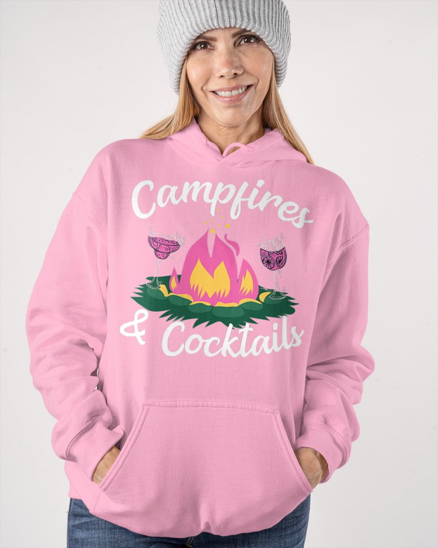 Funny graphic print and letters, Campfires and Cocktails Camping Themed ...