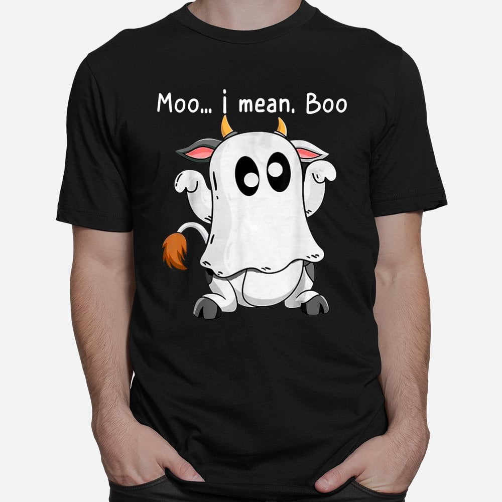 Funny graphic print and letters, Moo I Mean Boo Ghost Cow Ghost Cow ...