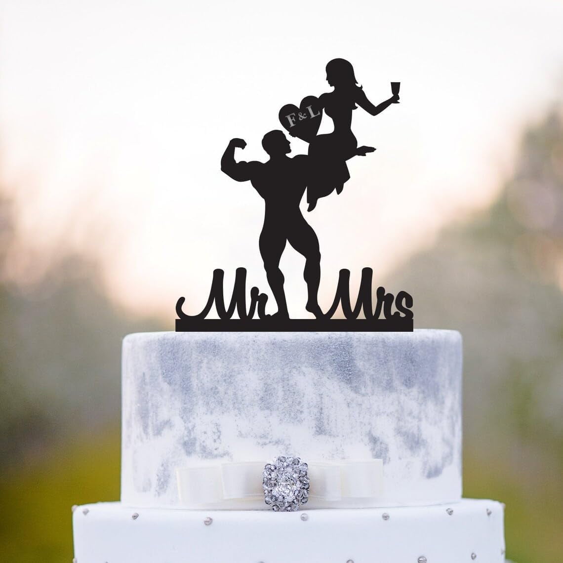 Funny gym cake topper,Bodybuilder mr and mrs wedding cake topper ...