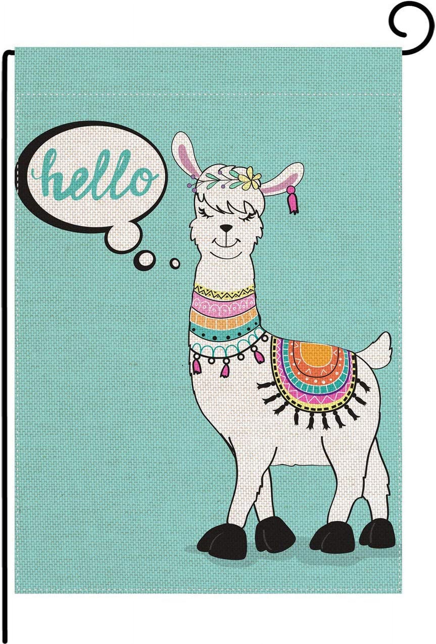 Funny llama says Hello Garden Flag Vertical Double Sided Easter Spring ...