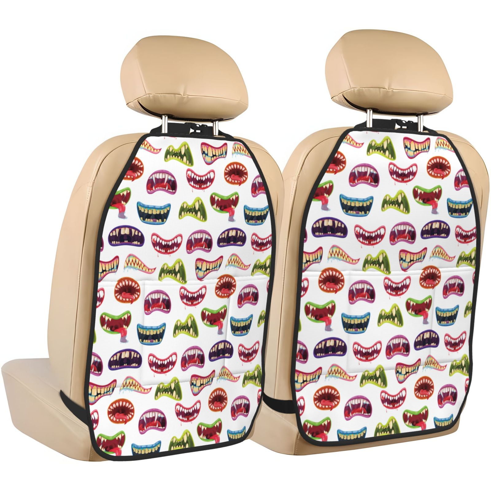 Funny mouth Backseat Car Organizer, 2 Pack Kick Mats Back Seat ...
