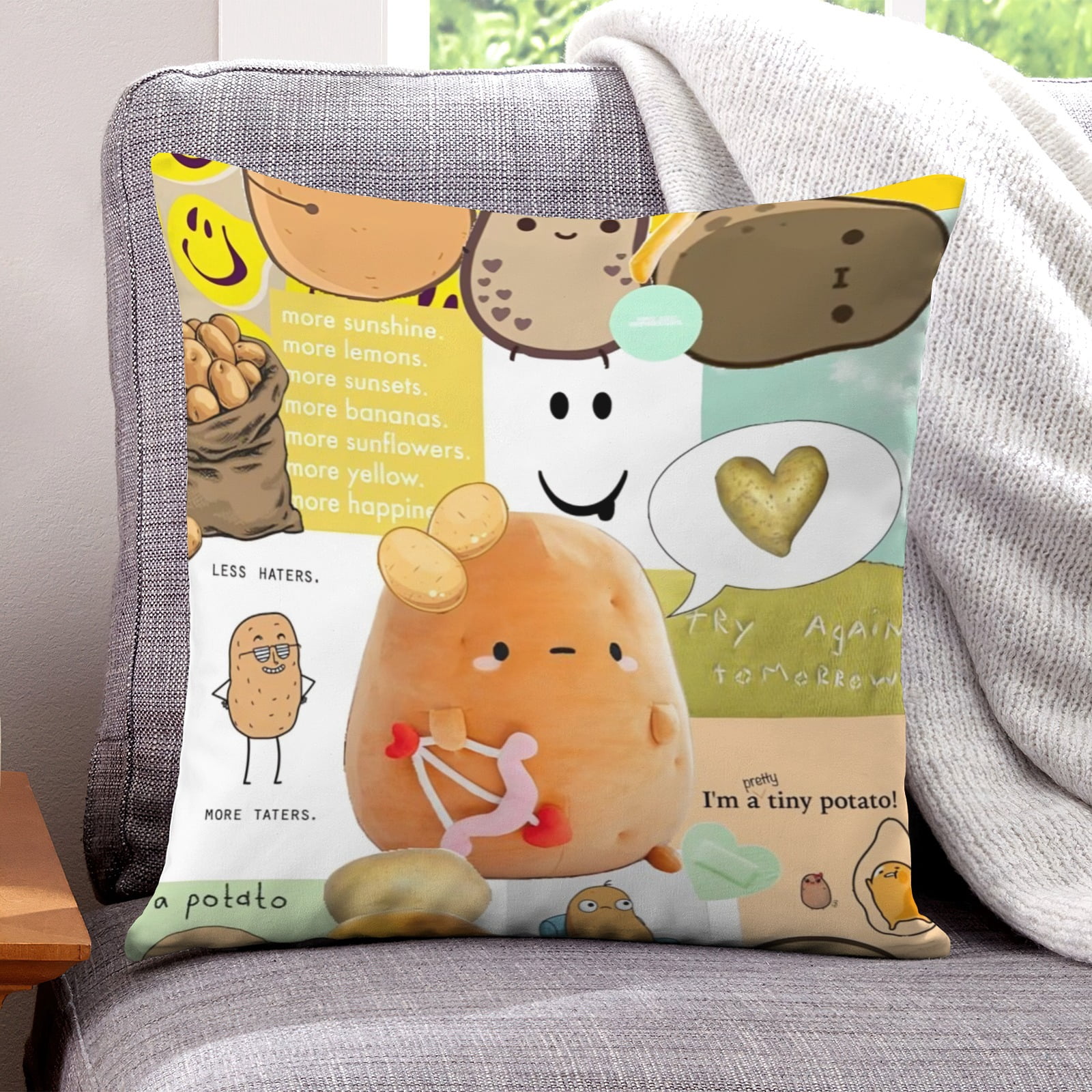 Funny potato Pillow Cover Gifts 45 x 45 cm (18 x 18 inches) Pillowcase ...