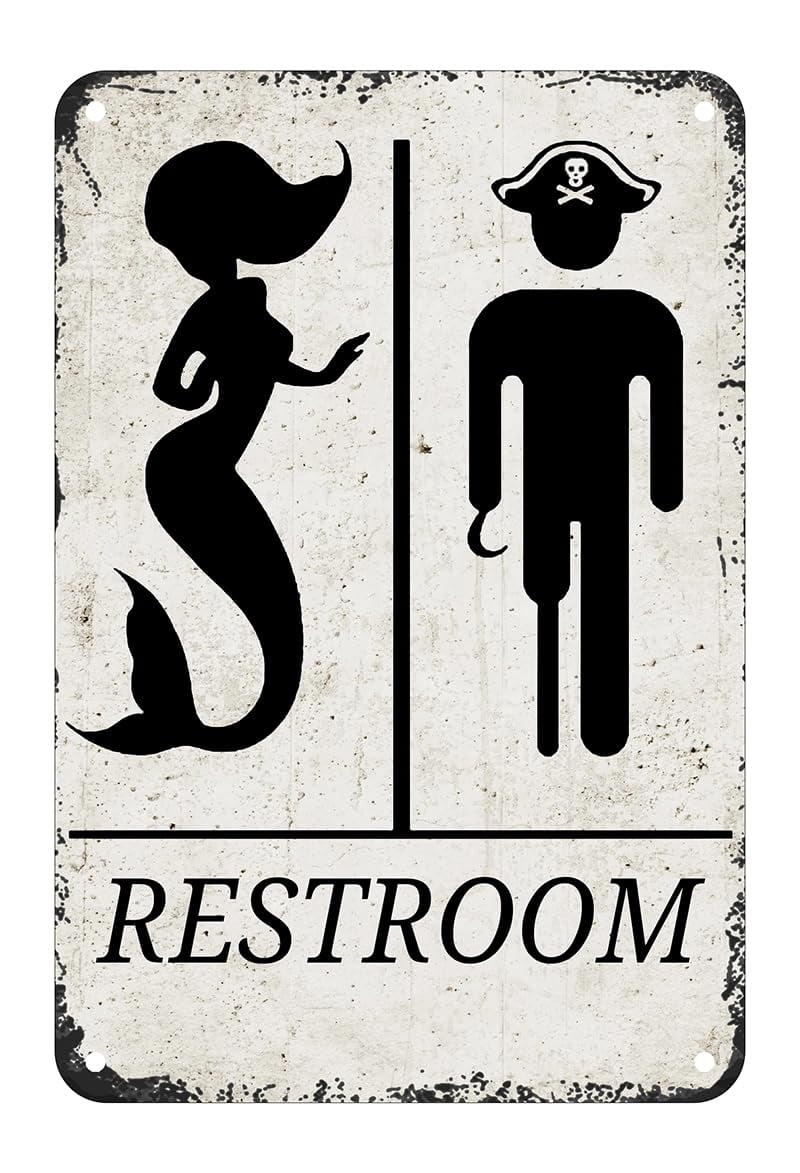 Funny restroom sign Mermaid Pirate Vintage Bathroom Sign Pirate Gifts ...