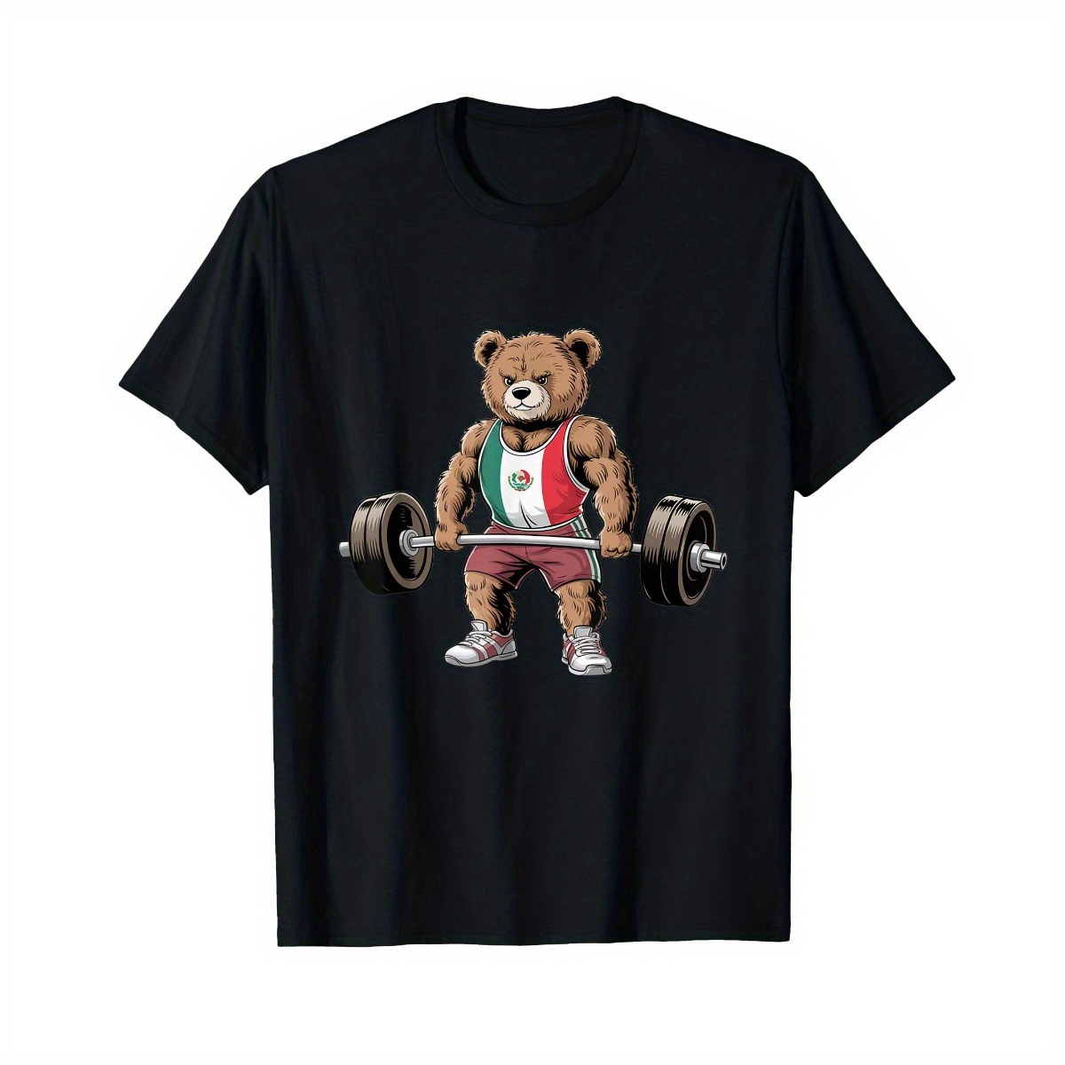 Funny teddy bear mexican flag Lifting Weights Gym Workout T-Shirt ...
