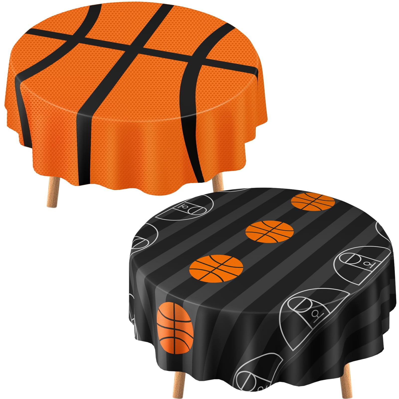 Funnymoom 2 Pack Round Basketball Tablecloth AIS1 84 Inch Plastic ...