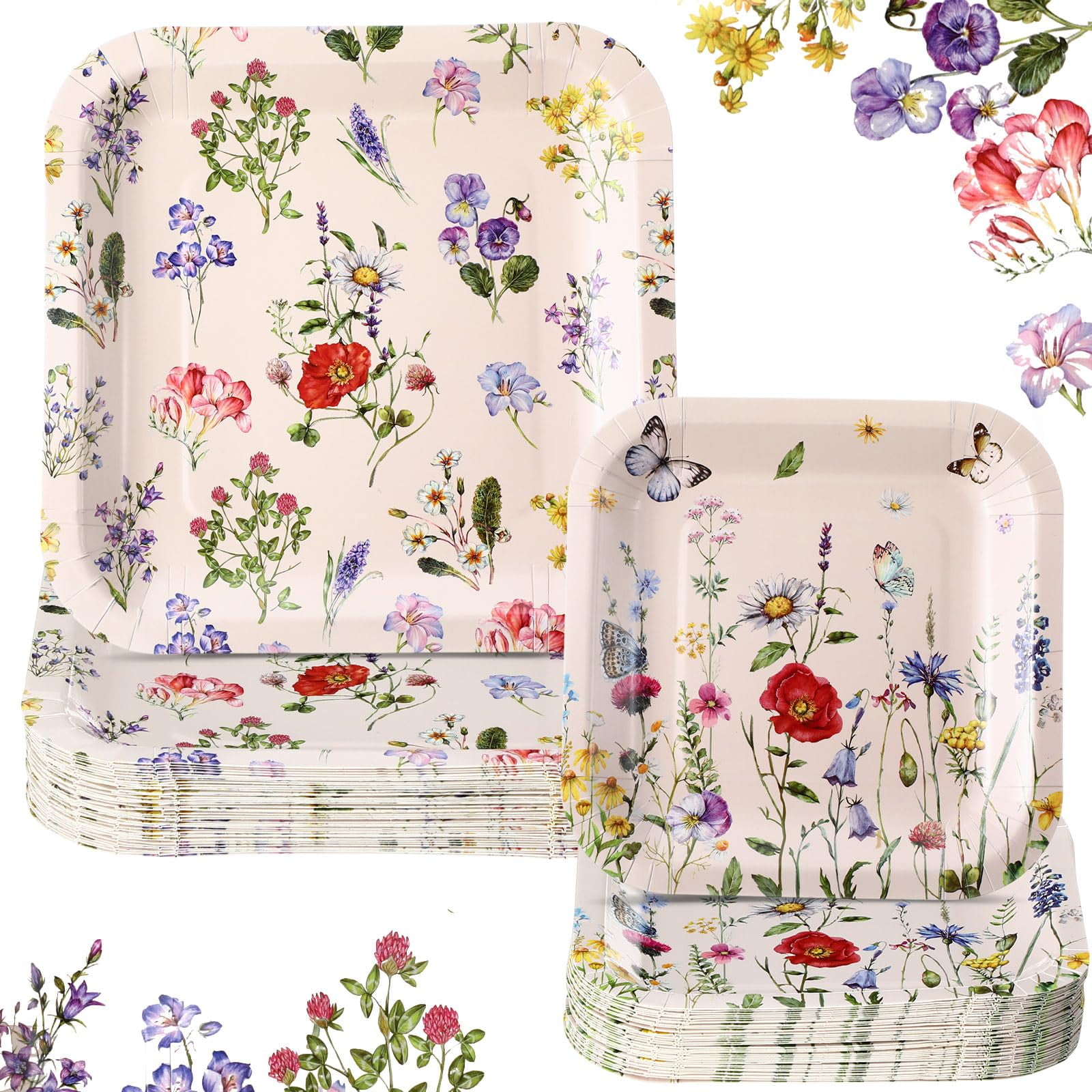 Funnymoom 80 Pcs Vintage IFF17 Floral Paper Plates 9 Inch Dinner Party ...