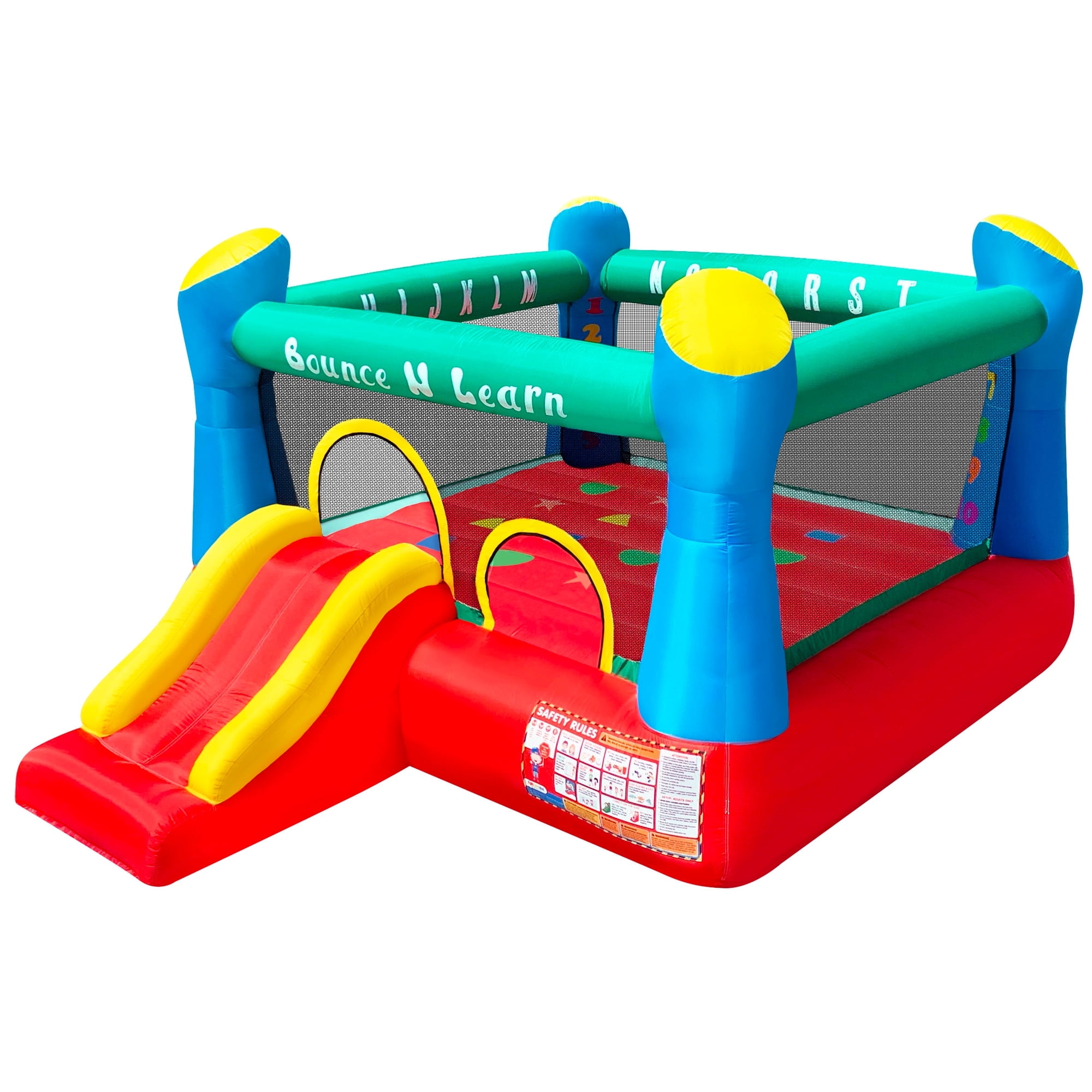 Funormous Educational Inflatable Bouncy House for Kids Outdoor Jump 'N ...