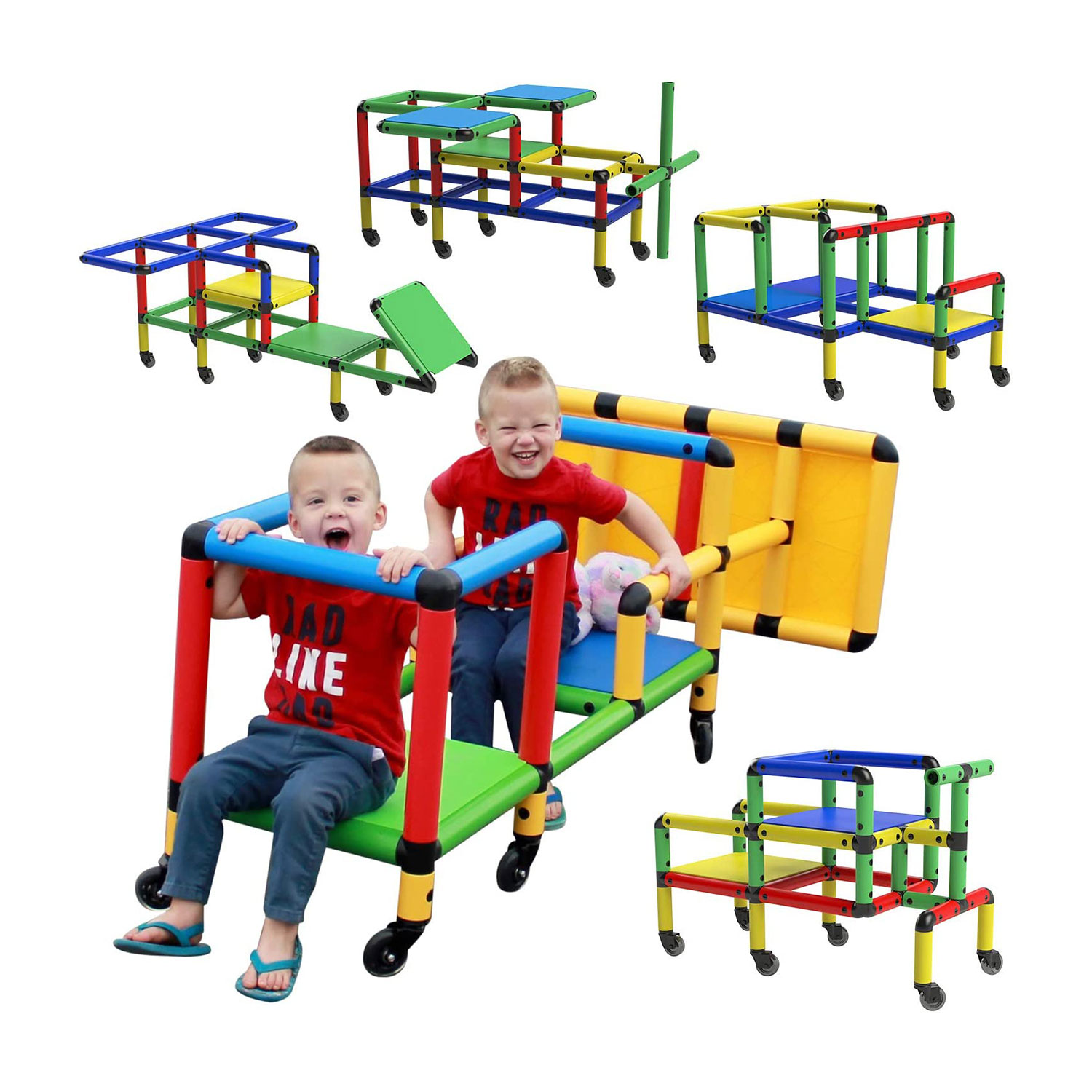 Funphix Wheelies - Buildable Play Structure Set with Wheels, Indoor and Outdoor STEM Learning ...