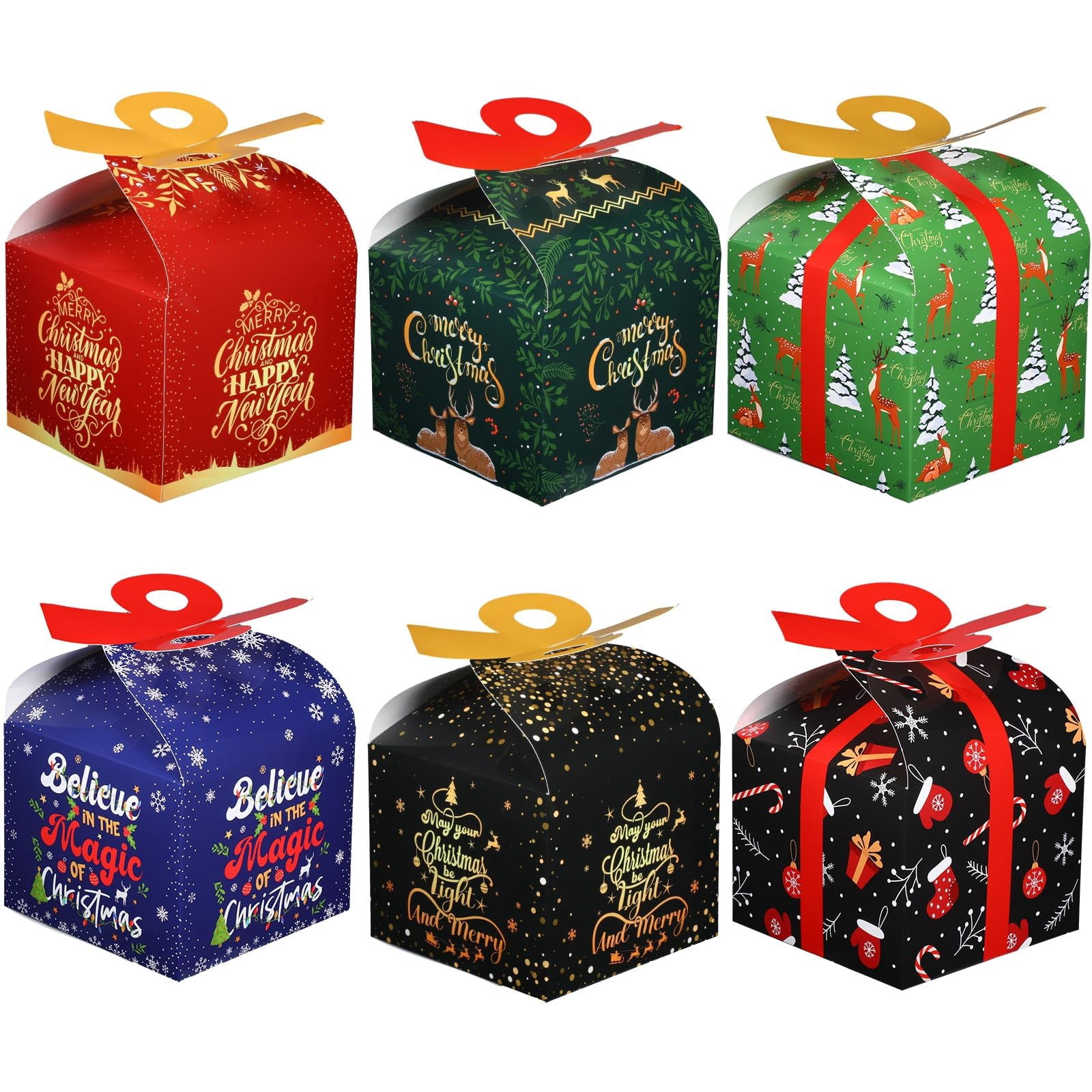 Funrous 24 Pcs Christmas Goodie Boxes AIS1 with Bow Gift Boxes Merry ...
