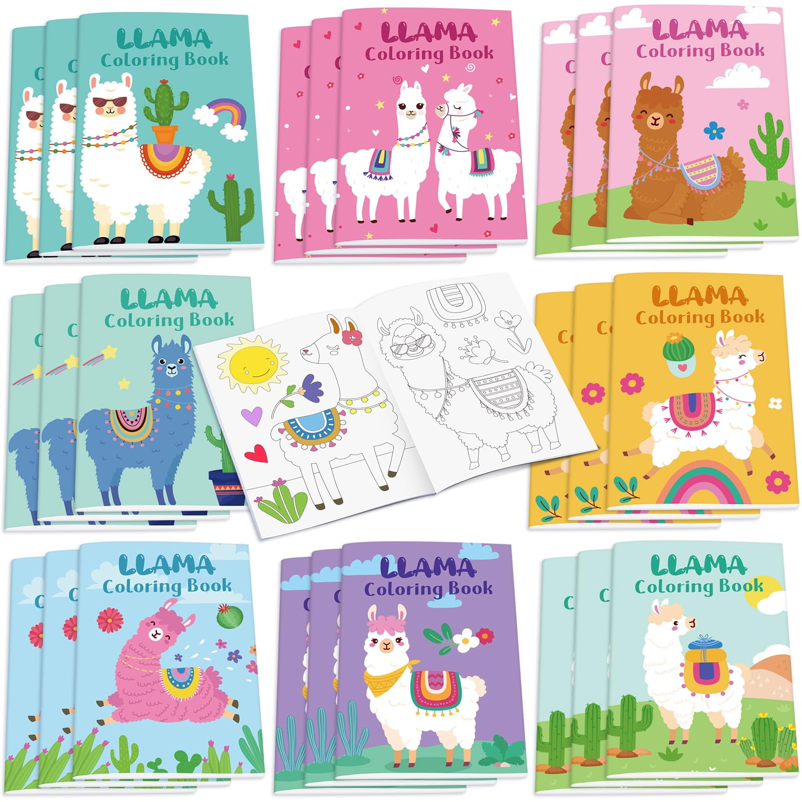 Funrous 24 Set Llama Coloring Books Llama Party Favors Bulk DIY Color ...