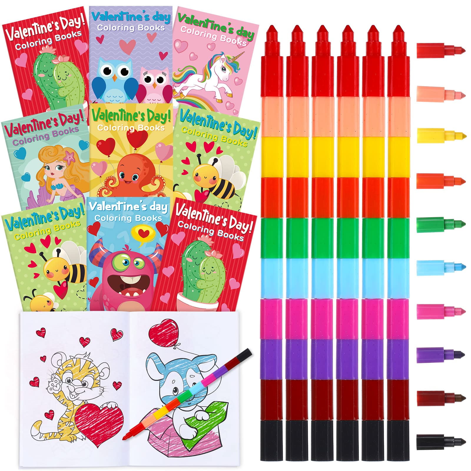 Funrous 28 Pcs Valentine's Day Coloring Books for Kids Bulk with 28 ...