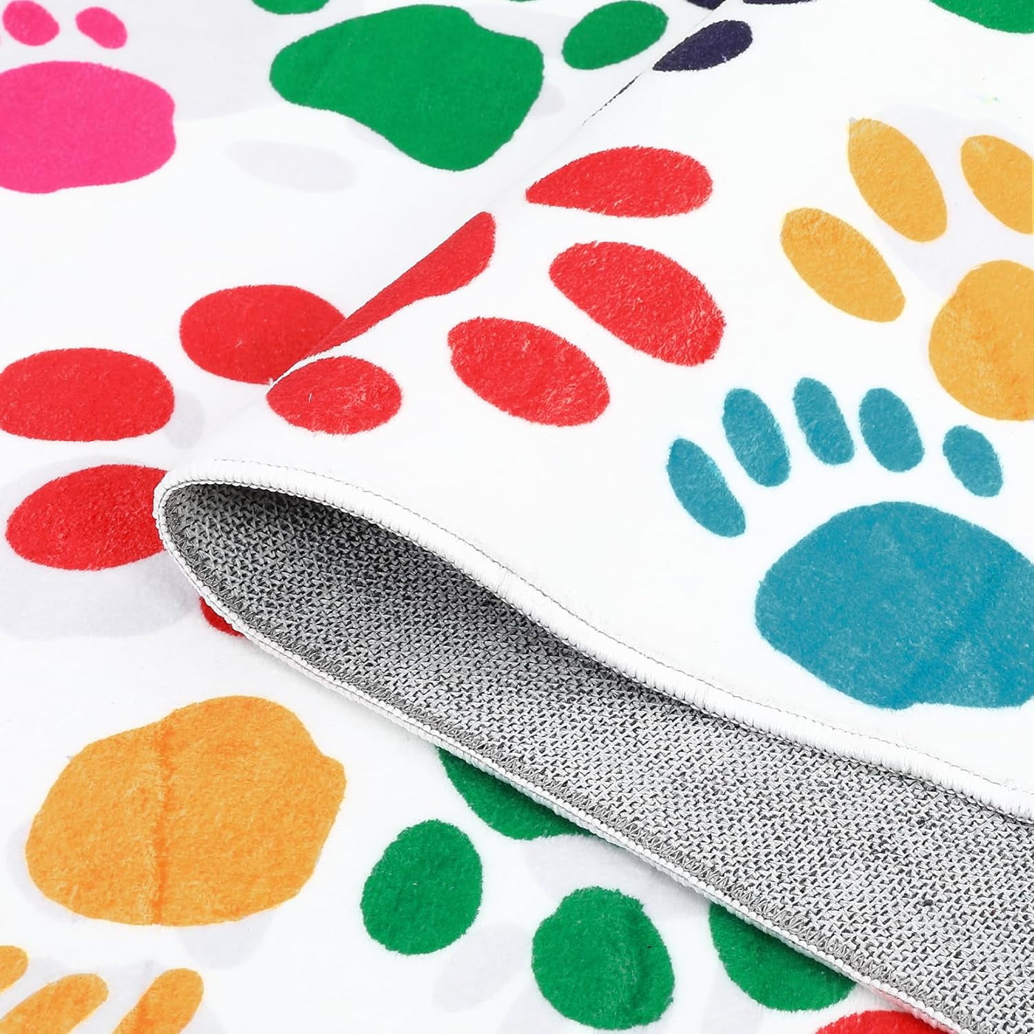 FunsLane Colorful Animal Footprints Kids Area Rug, Washable Cartoon ...