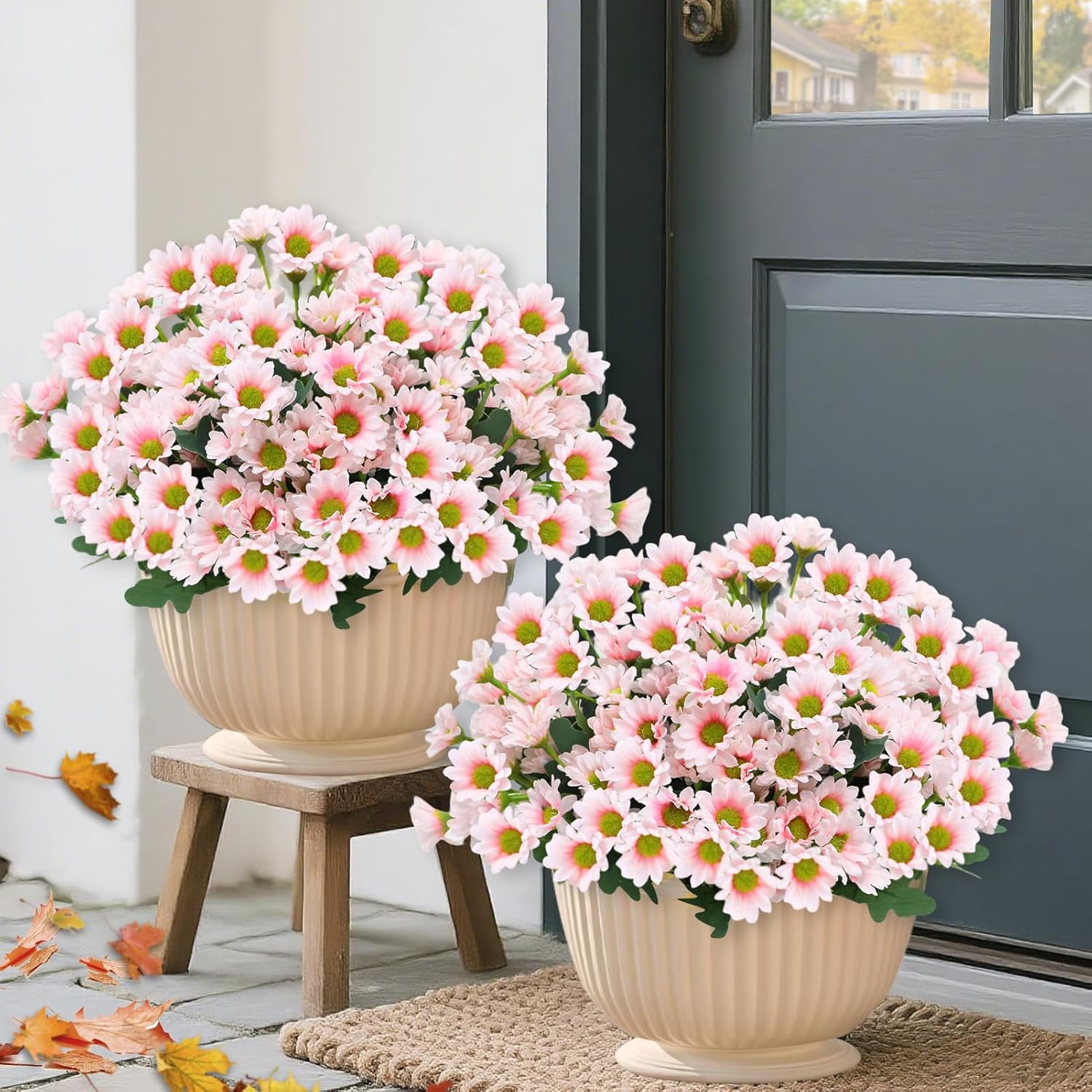 Funsdecor Artificial Mums(1set 5 Bunchs), Lifelike Artificial Outdoor ...