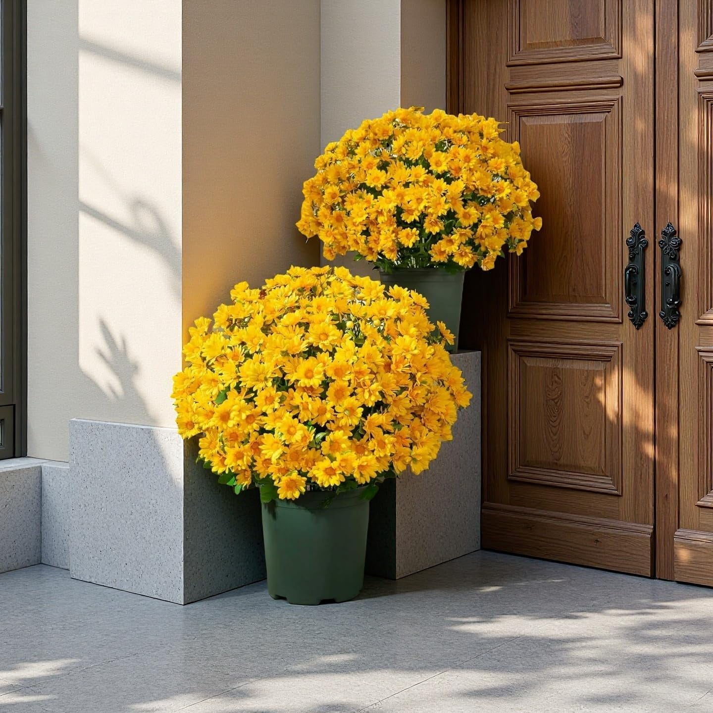 Funsdecor Artificial Mums, Artificial Sunset Mums - UV Resistant ...