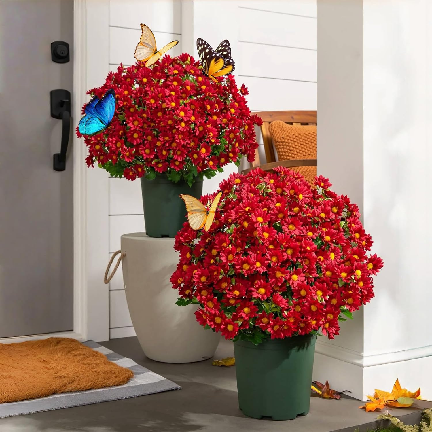 Artificial Mums For Front Porch