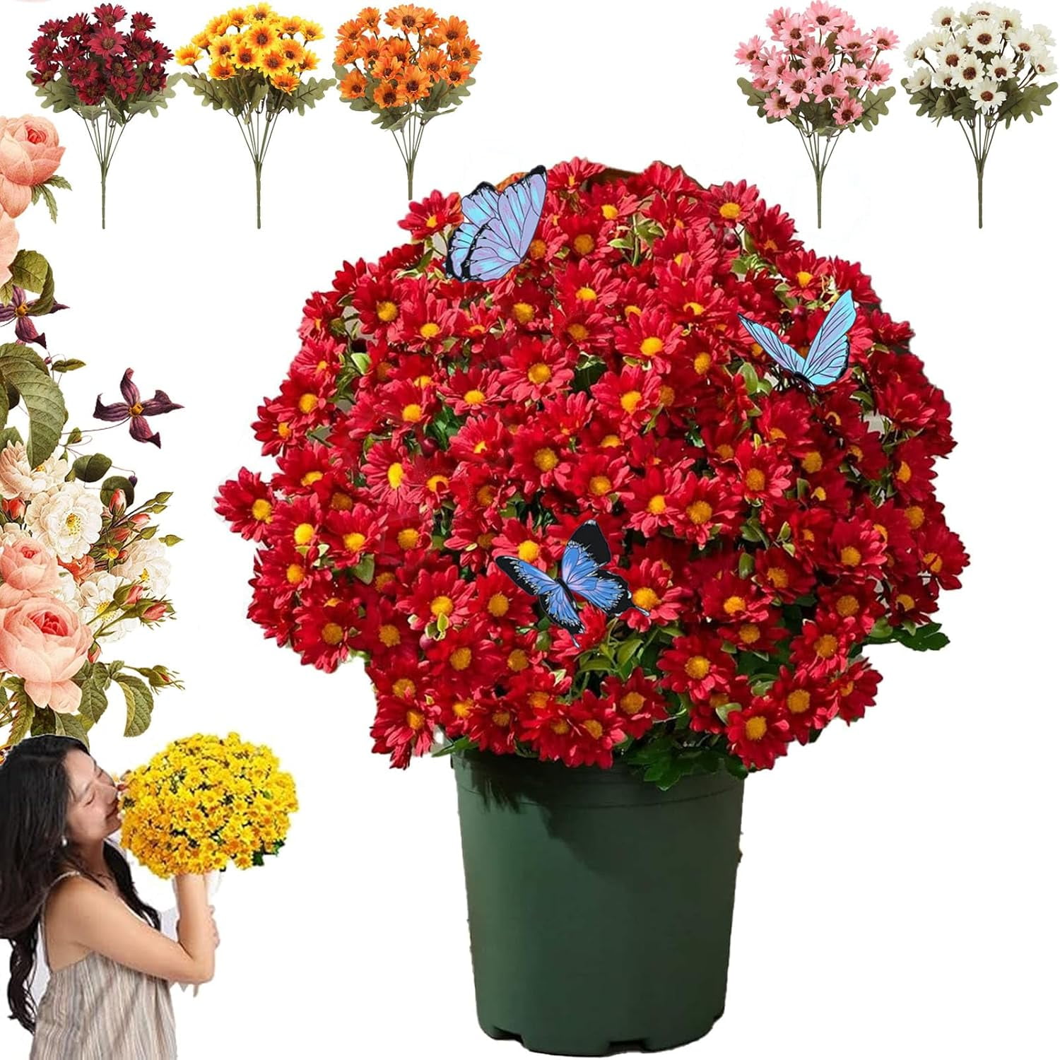 Funsdecor Mums, Artificial Sunset Mums, Artificial Outdoor Sunset Mums ...