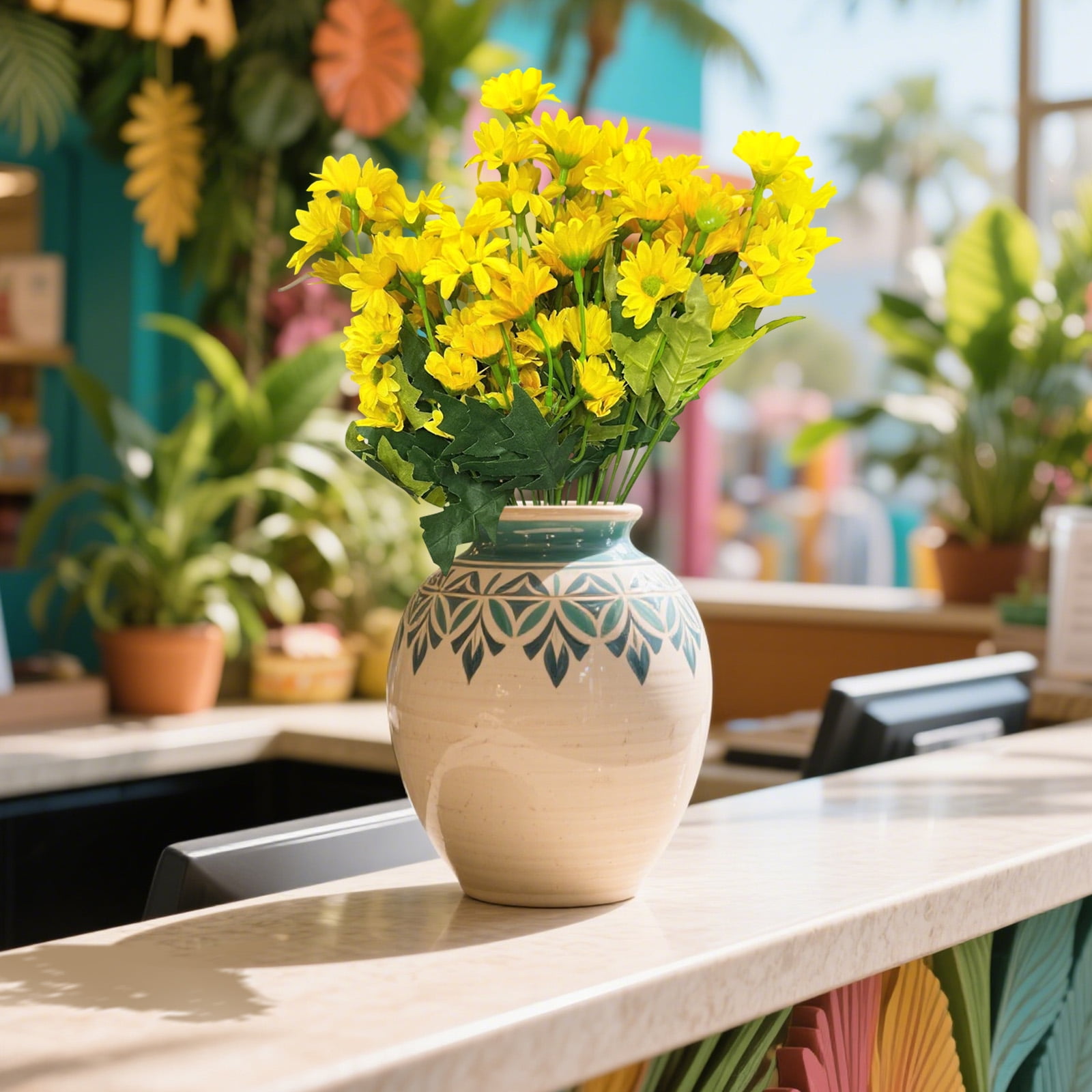 Funsdecor Mums, Artificial Sunset Mums, Artificial Outdoor Sunset Mums ...