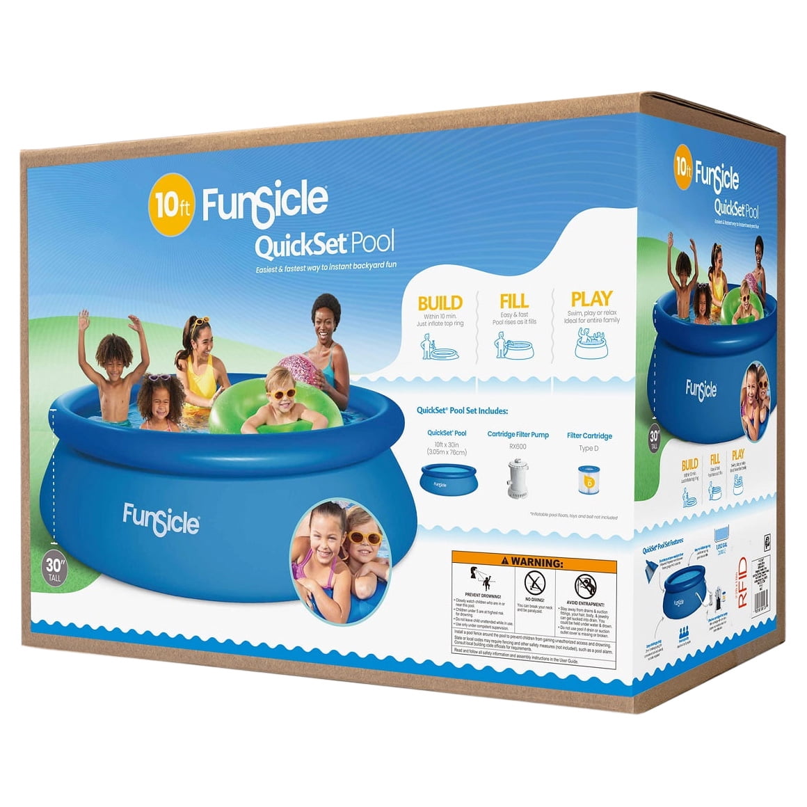 Funsicle 10ft QuickSet Inflatable Outdoor Swimming Pool with Cartridge ...