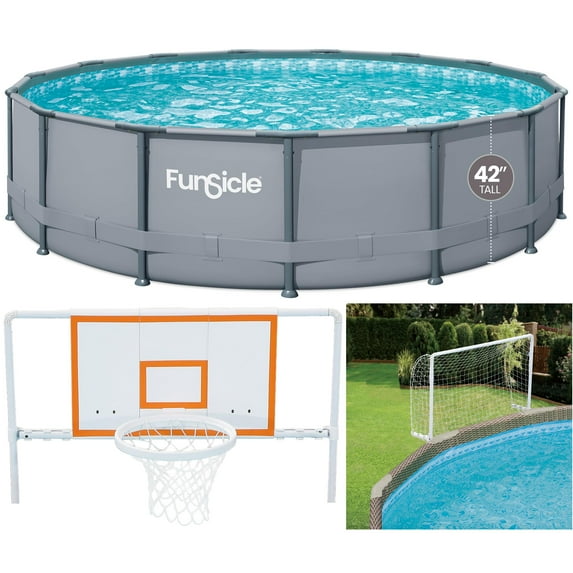 Funsicle 15ft Oasis Round Above Ground Metal Frame Swimming Pool ...