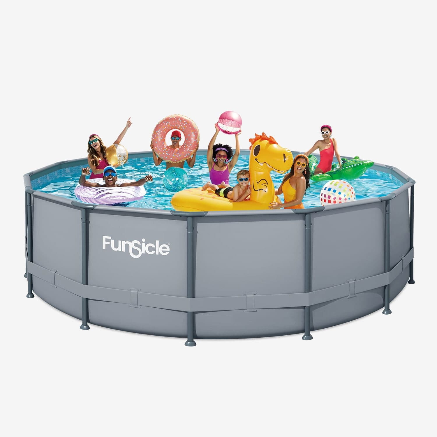 Funsicle 16' x 48" Oasis Pool, Round Above Ground Swimming Pool, Includes SFX1500 SkimmerPlus ...