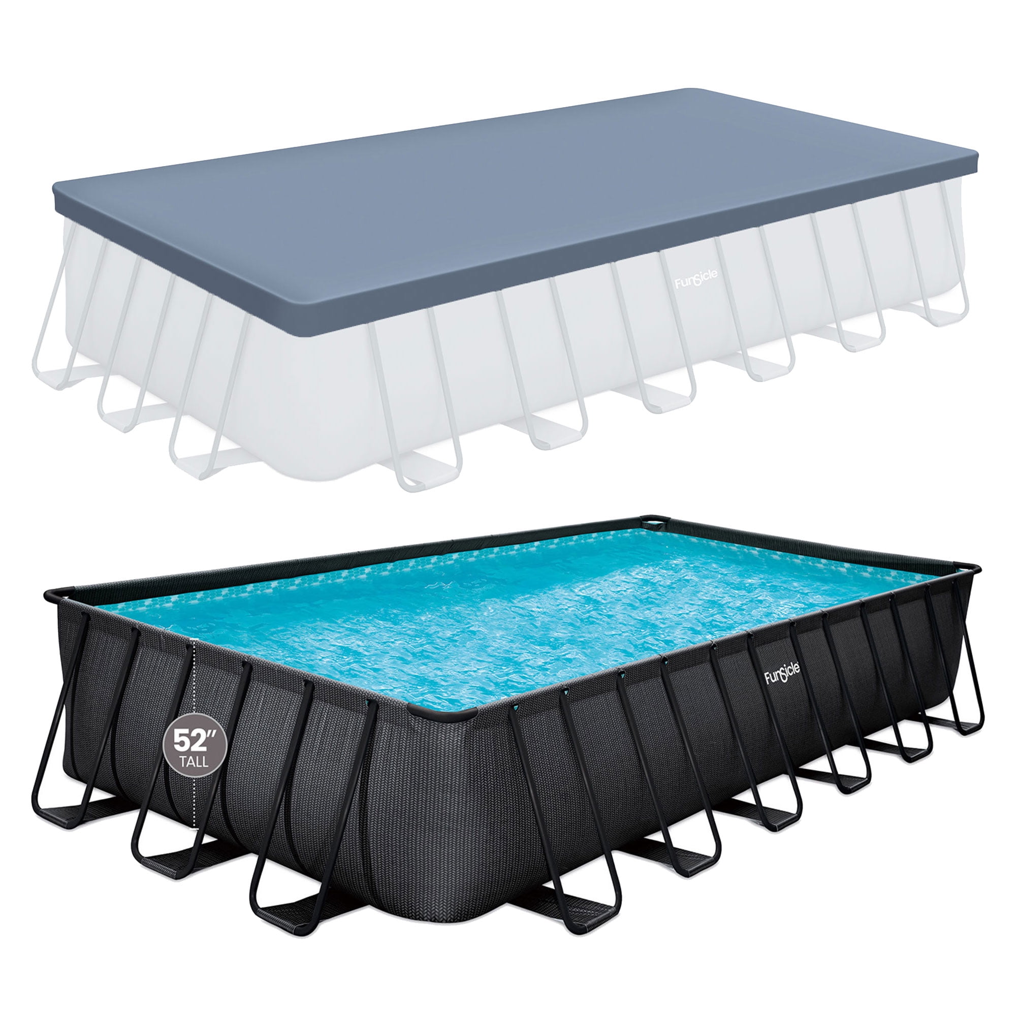 Funsicle 24’ Rectangular Pool Cover w/ 24' x 12' x 52" Oasis Rectangle ...