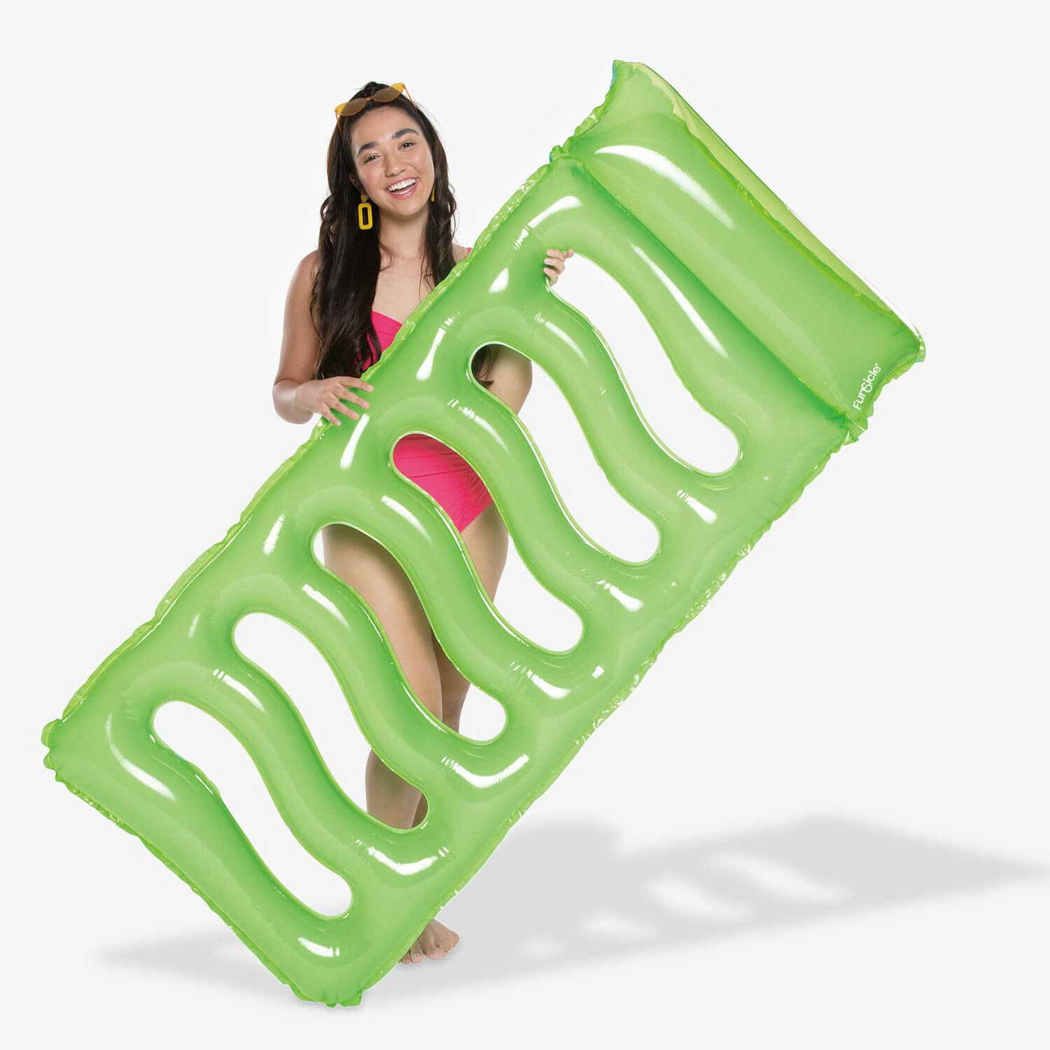 Funsicle Cool Sunbather Mat, Green Inflatable Pool Raft, Hydro Cool ...