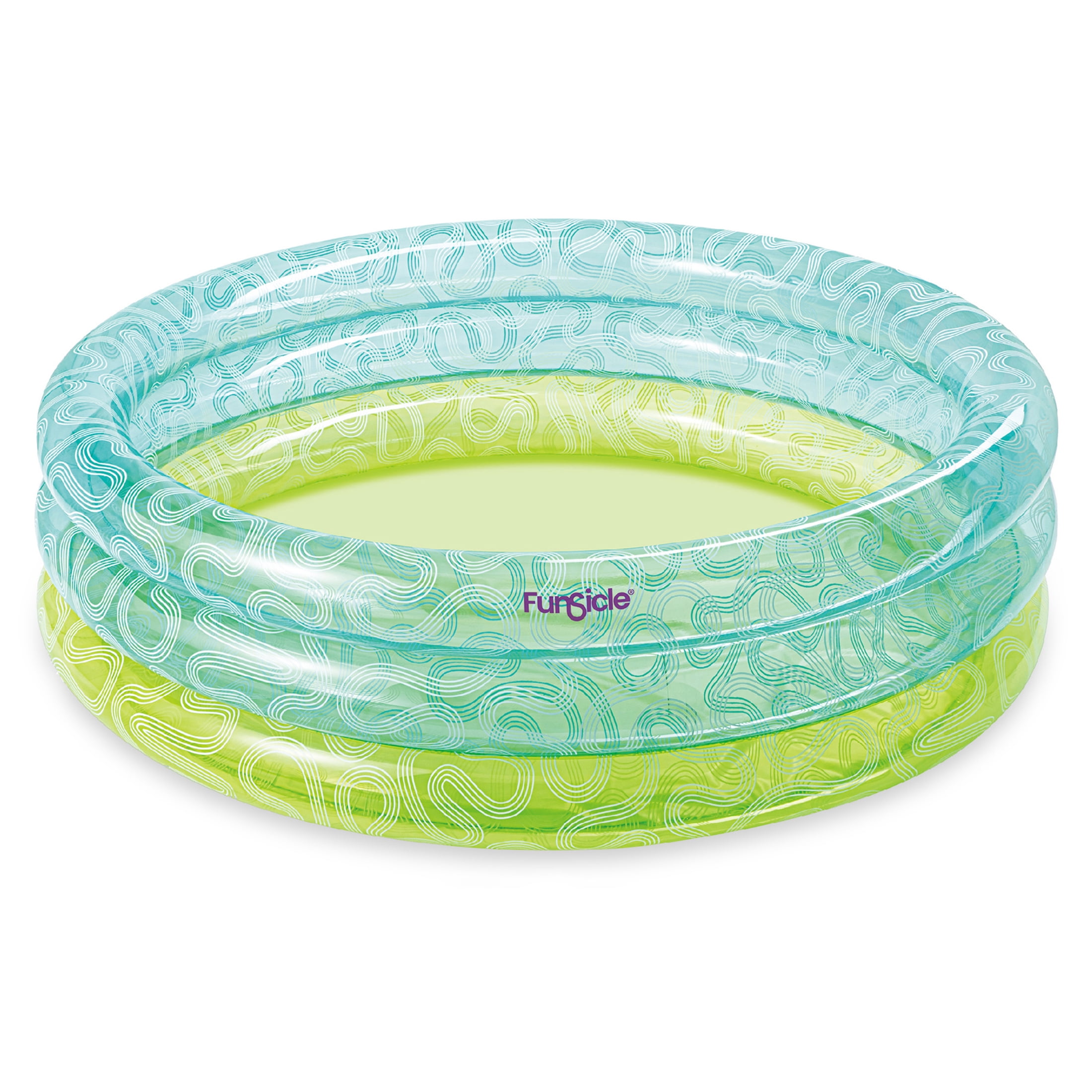 Funsicle Lagoon Blue Squiggle 3-Ring Inflatable Swimming Pool, Round ...