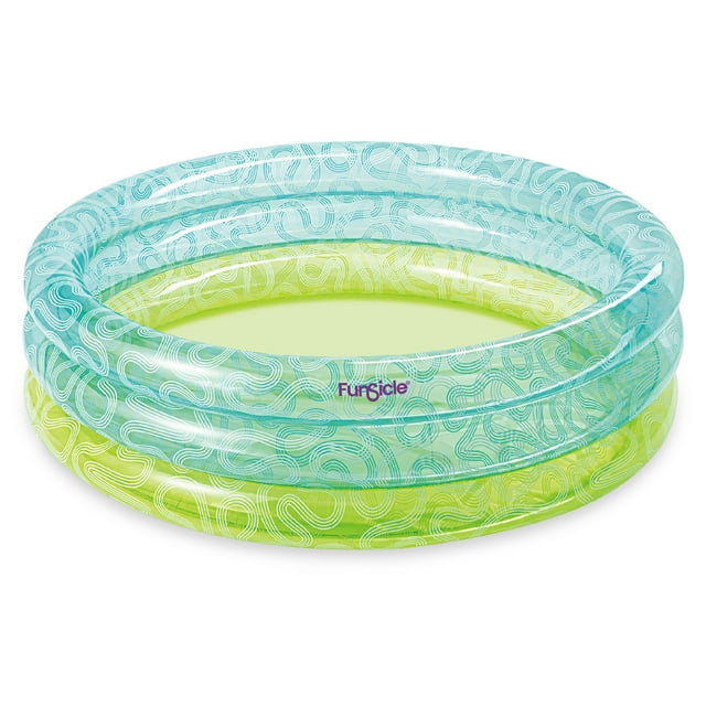 Funsicle Lagoon Blue Squiggle 3-Ring Inflatable Swimming Pool, Round ...