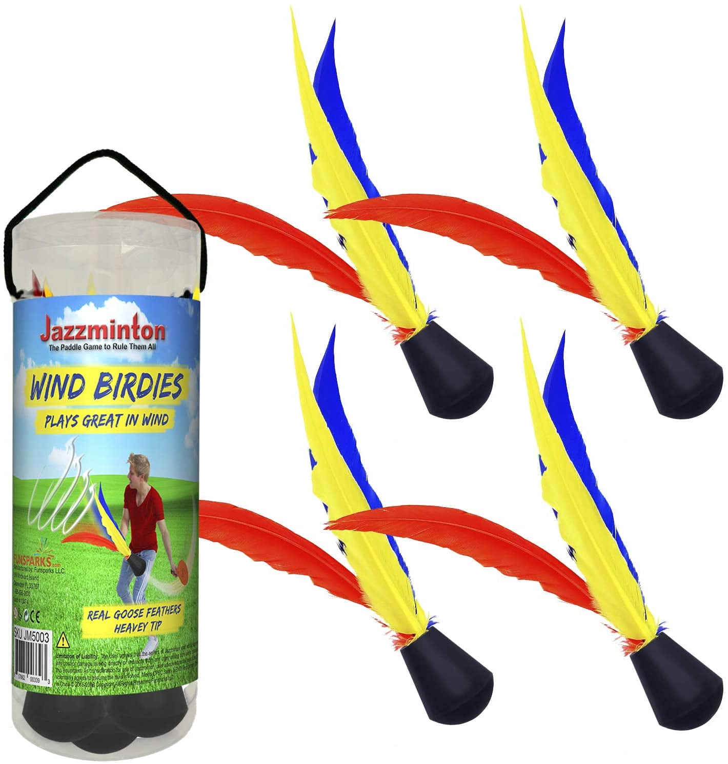 Funsparks Jazzminton Wind Birdies - Outdoor Paddle Ball Game - Walmart.com