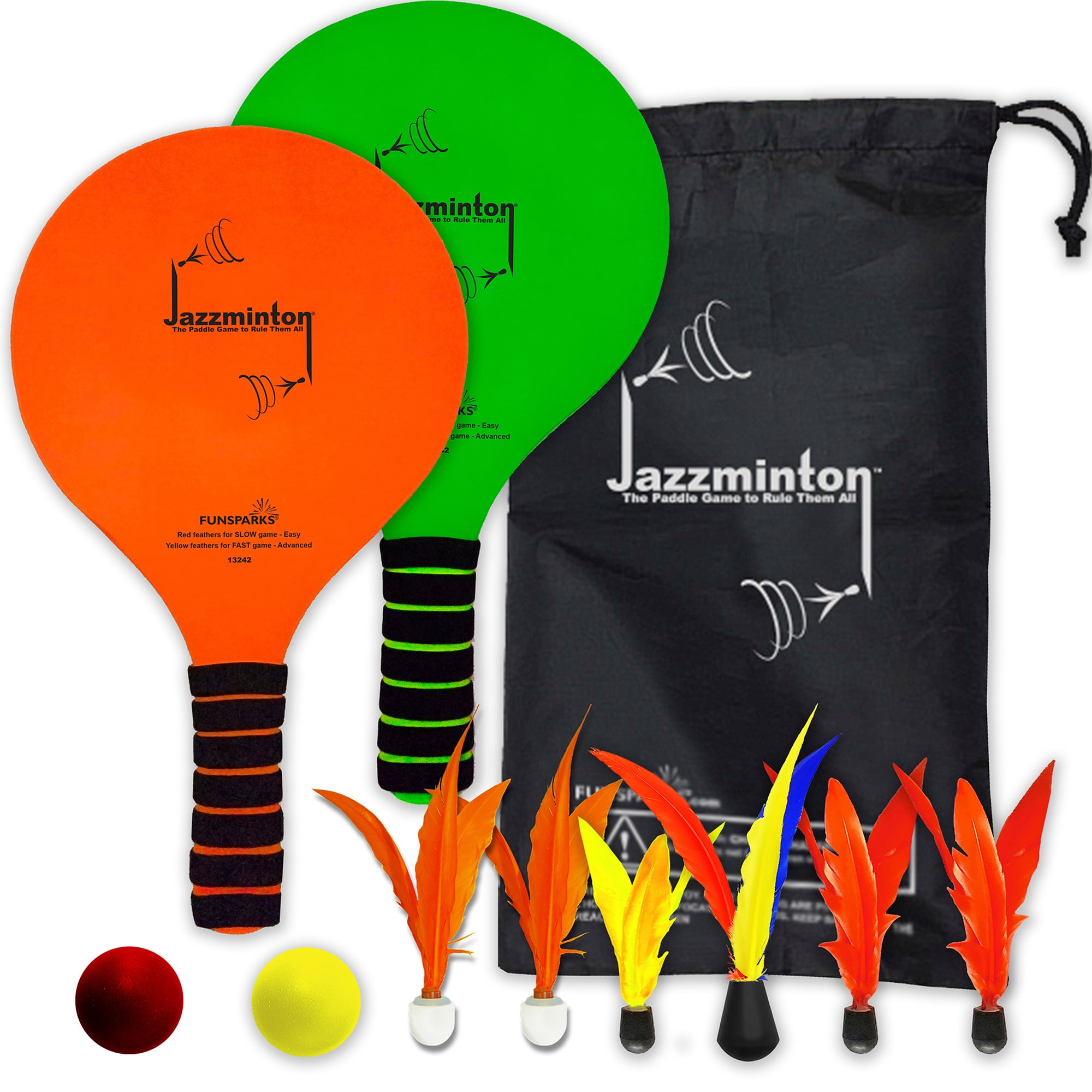 Funsparks Paddle Ball Game Jazzminton Deluxe with LED Birdie - Indoor ...