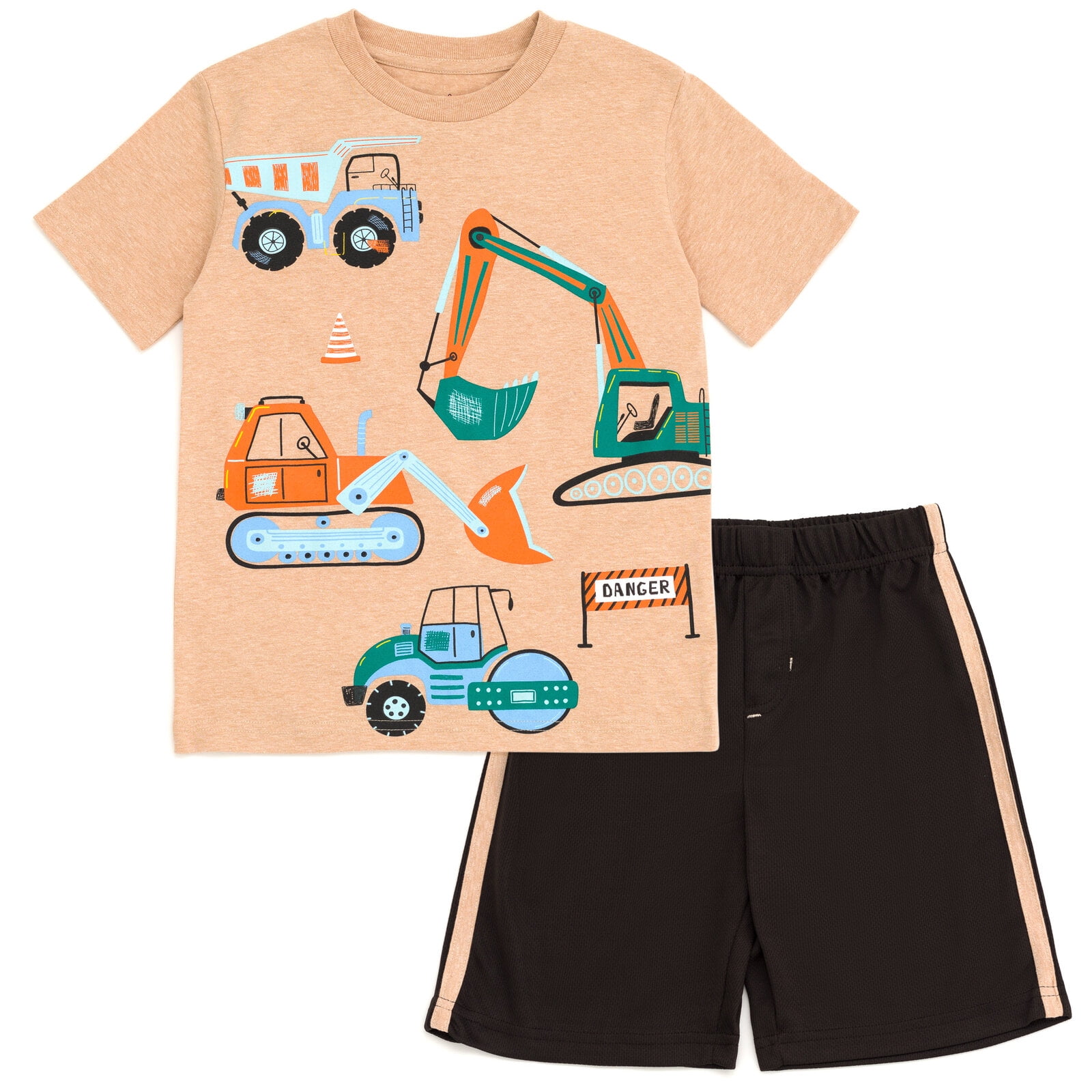 Funstuff Construction Little Boys T-Shirt and Mesh Shorts Outfit Set ...
