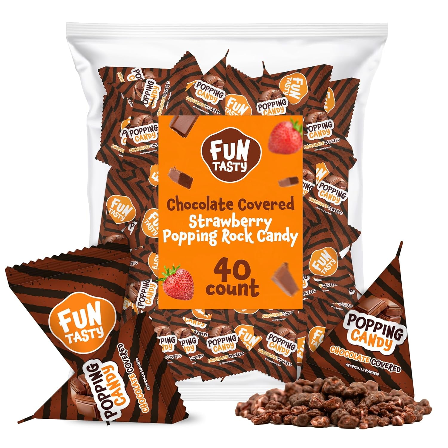 Funtasty Popping Rock Candy, Chocolate Covered Strawberry Flavor, 40-Count Bag - Walmart.com