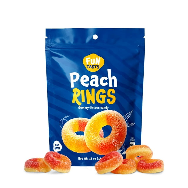 Funtasty Peach Rings - BCF26 11 Ounce Bag - Sour and Sweet Gummy Candy ...