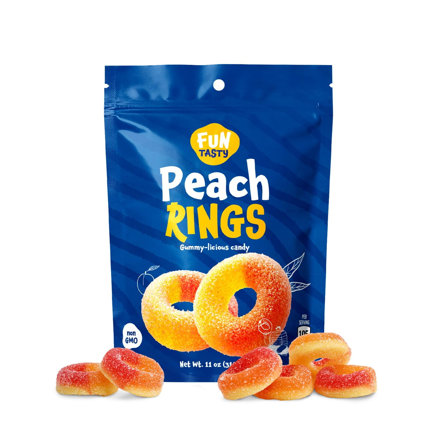 Funtasty Peach Rings - YYF14 11 Ounce Bag - Sour and Sweet Gummy Candy ...