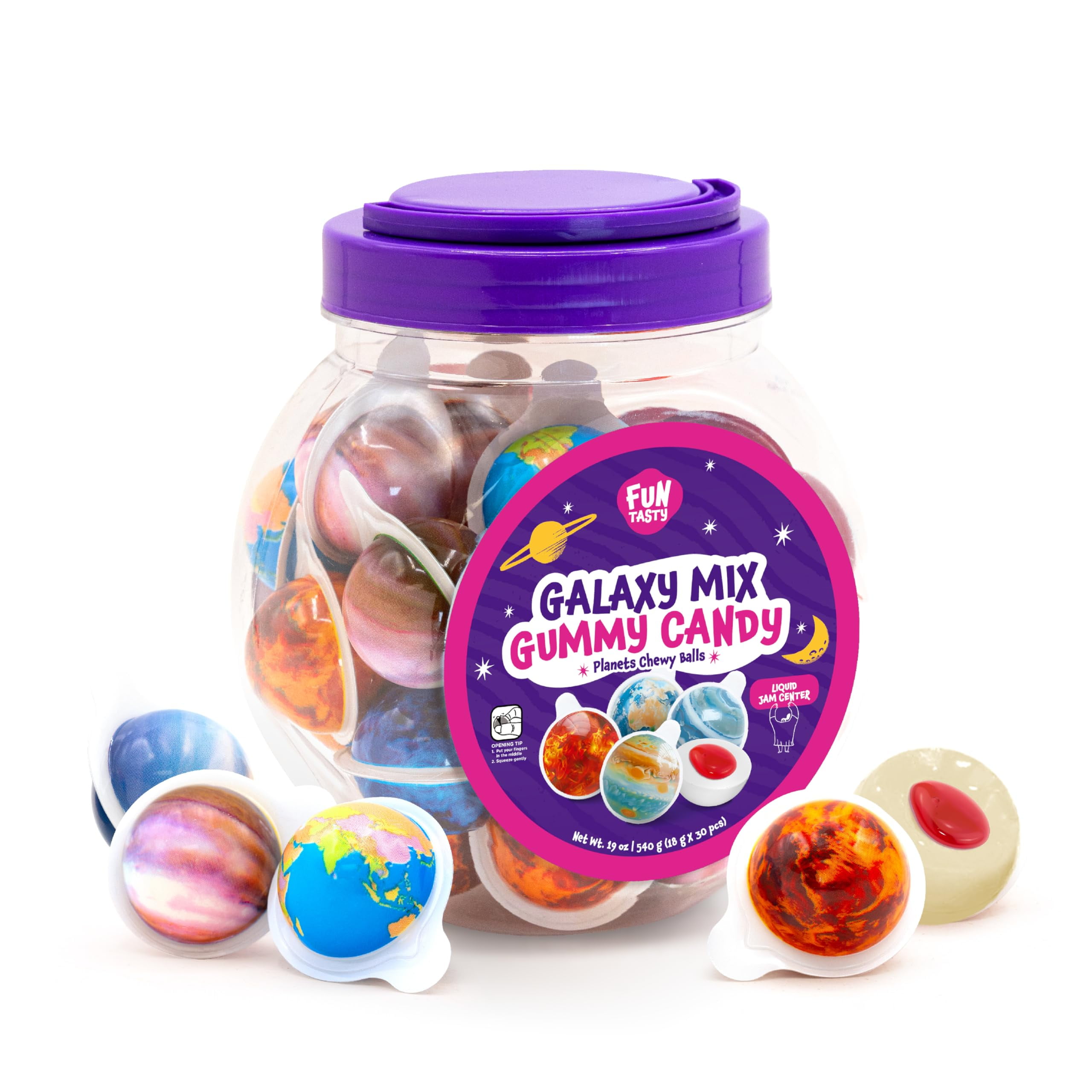 Funtasty Planet Mix Gummy DMF15 Balls Candy - 19 Ounce Jar (30 Count ...