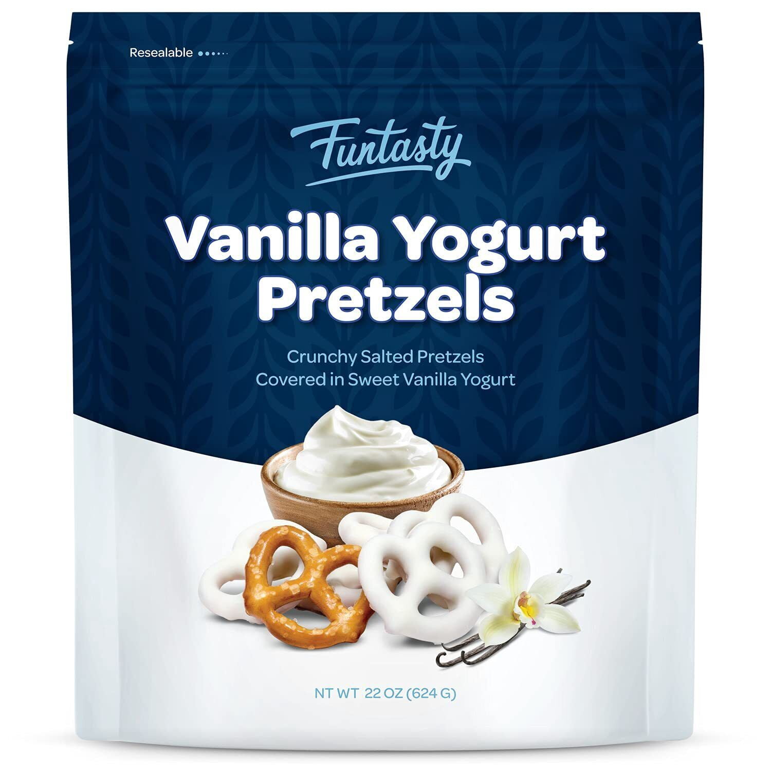 Funtasty Vanilla Yogurt Covered Pretzels, Sweet & Salty Crunchy, 22 ...