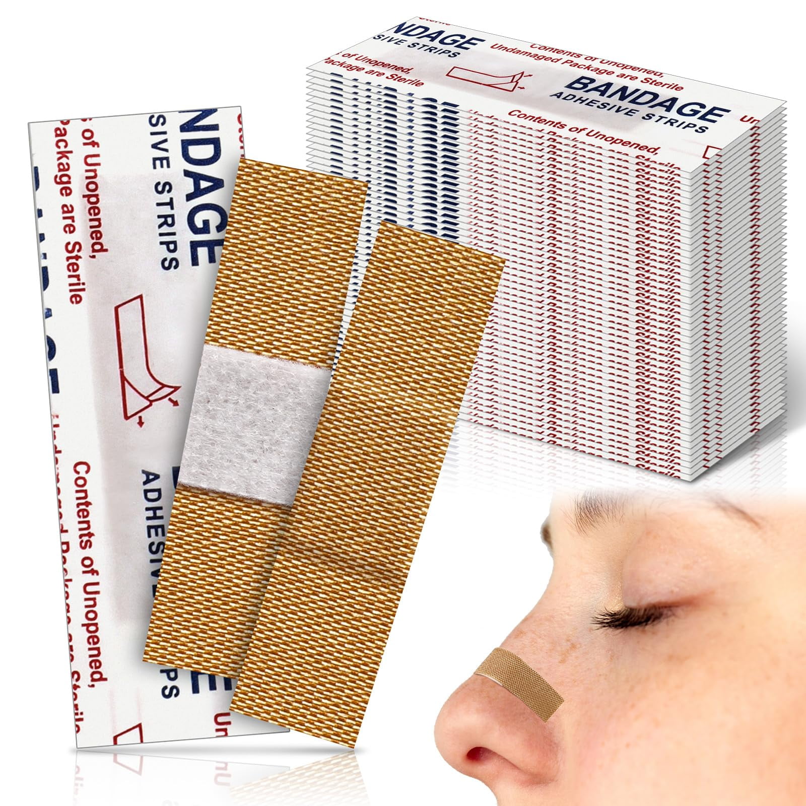 Funtery 200 Pcs Fabric Bandages 0.59" X 1.77" Rectangle Flexible Adhesive Small Face Bandages ...