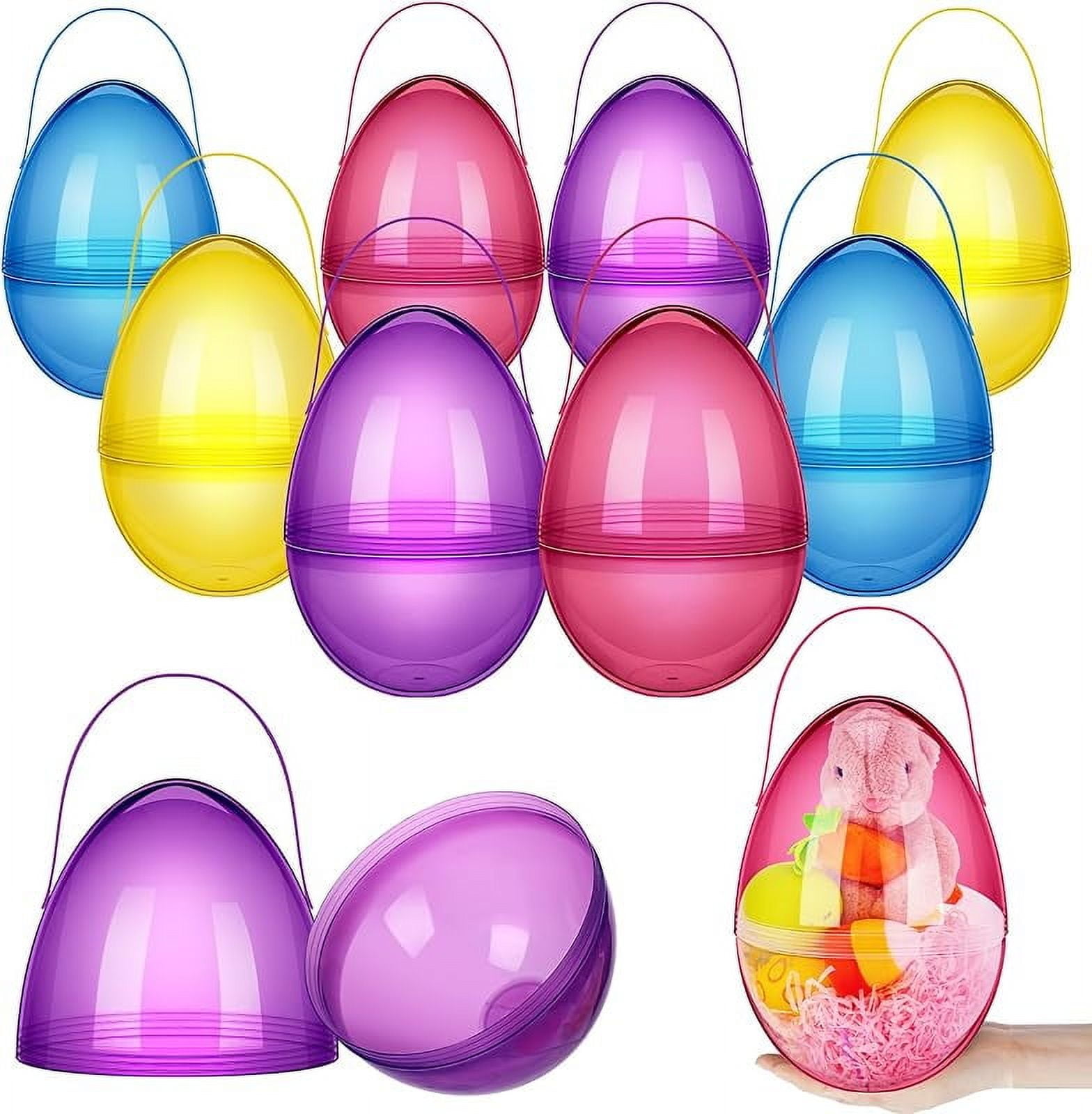 Funtery 8 Pcs Giant Easter Egg 10 Inch Jumbo Plastic Eggs with Handles ...