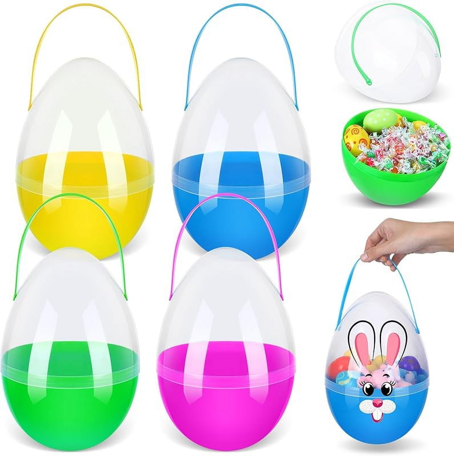 Funtery 8 Pcs Giant Easter Egg 10 Inch Jumbo Plastic Eggs with Handles, Clear Large Containers ...