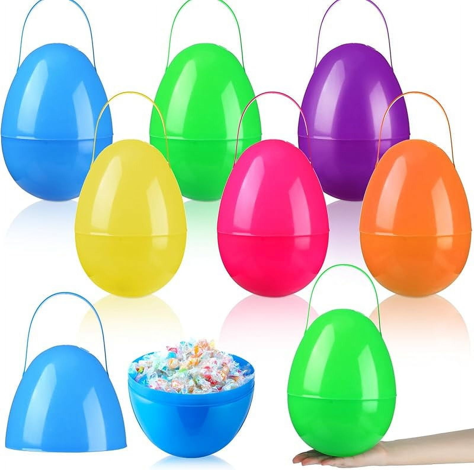 Funtery 8 Pcs Giant Easter Egg 10 Inch Jumbo Plastic Eggs with Handles, Clear Large Containers ...