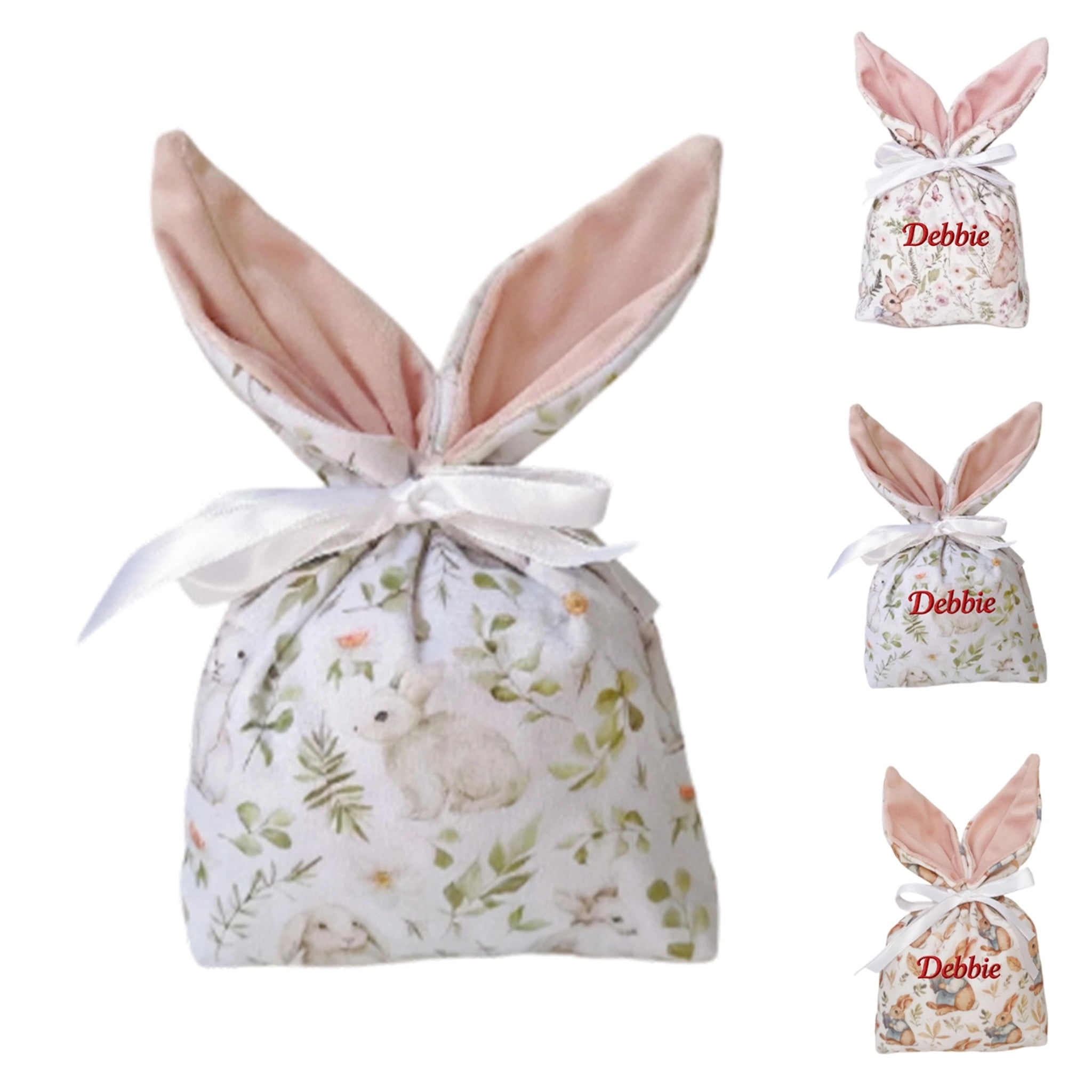 Funtery Easter Bunny Gift Bags – Rabbit Ear Velvet Drawstring Pouches ...