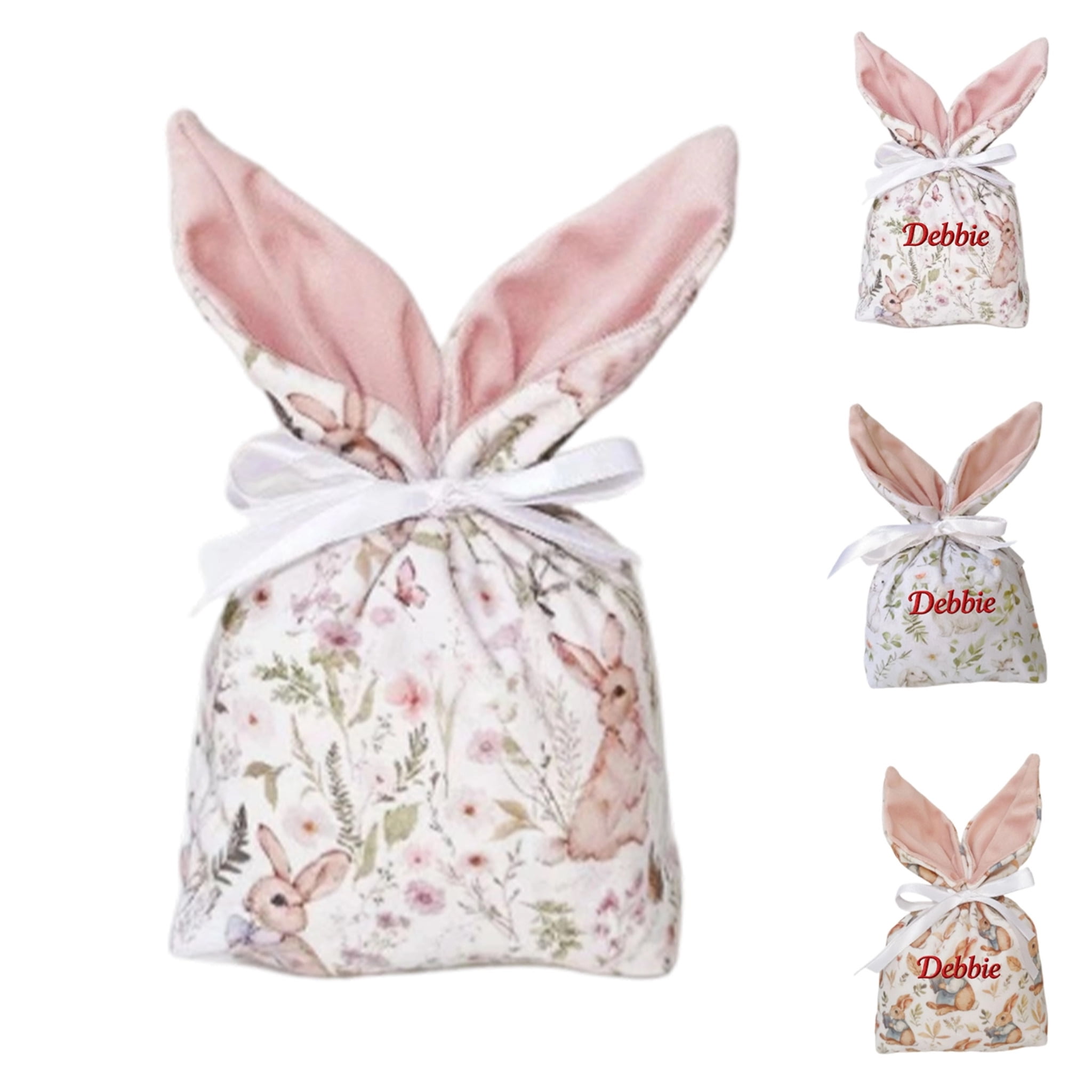 Funtery Easter Bunny Gift Bags – Rabbit Ear Velvet Drawstring Pouches ...