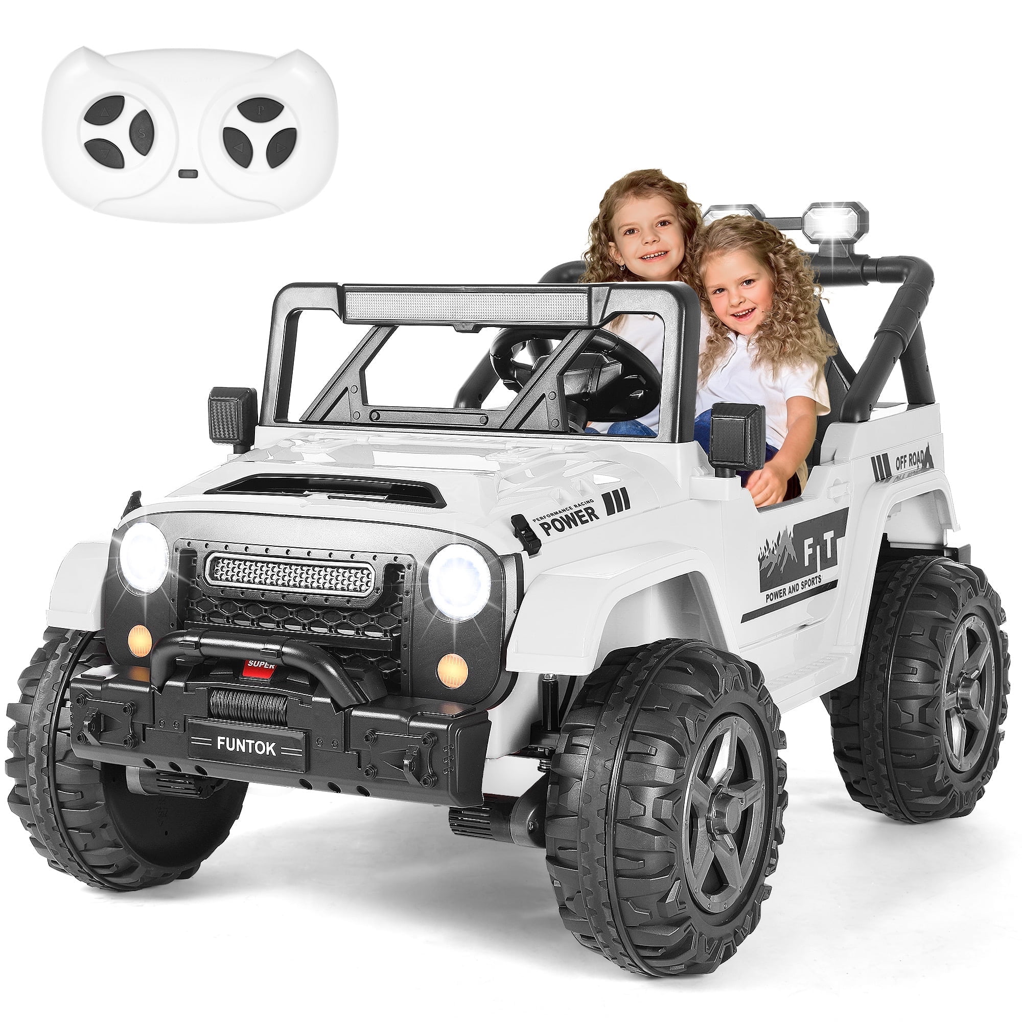 FUNTOK 24 Volt 2 Seater Kids Ride on Truck w/ 20 " Large Seat, 4 x 200W ...