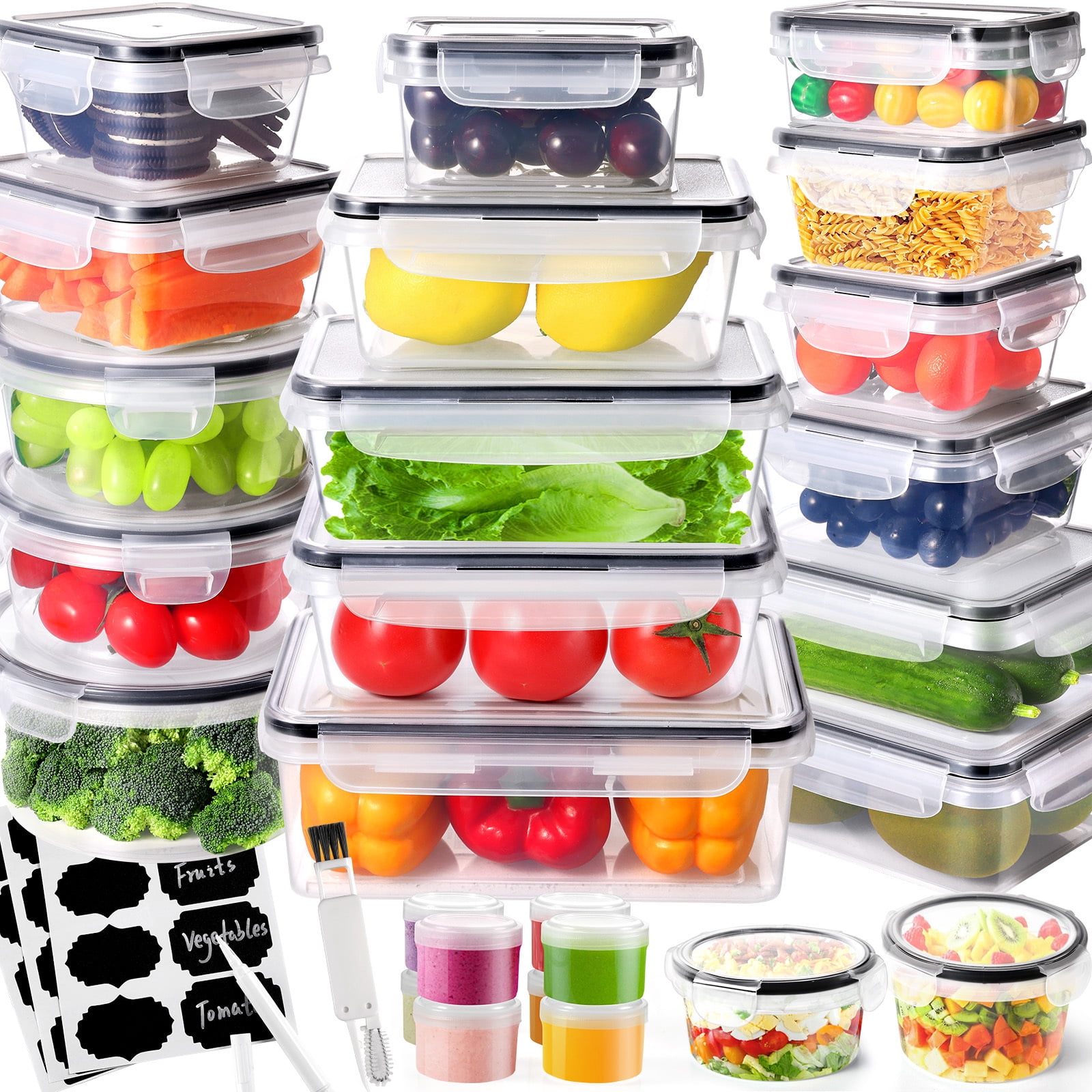 Funtopia 52 Pcs Food Storage Containers Set, BPA-Free Plastic Meal Prep ...