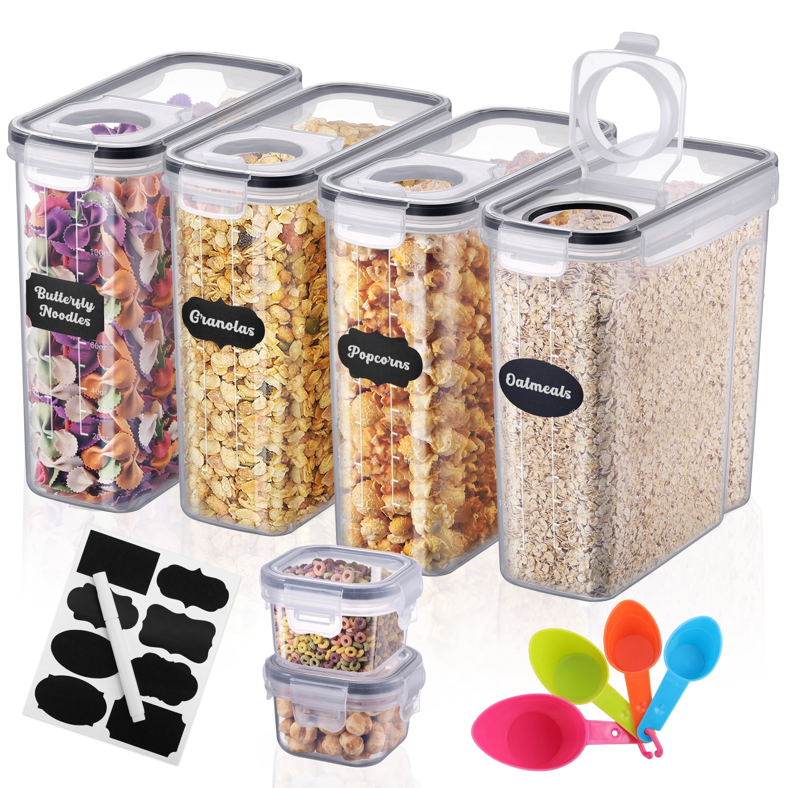 Funtopia BPA-Free Food Storage, 4L Cereal Dispenser, 4-Pack Pantry ...