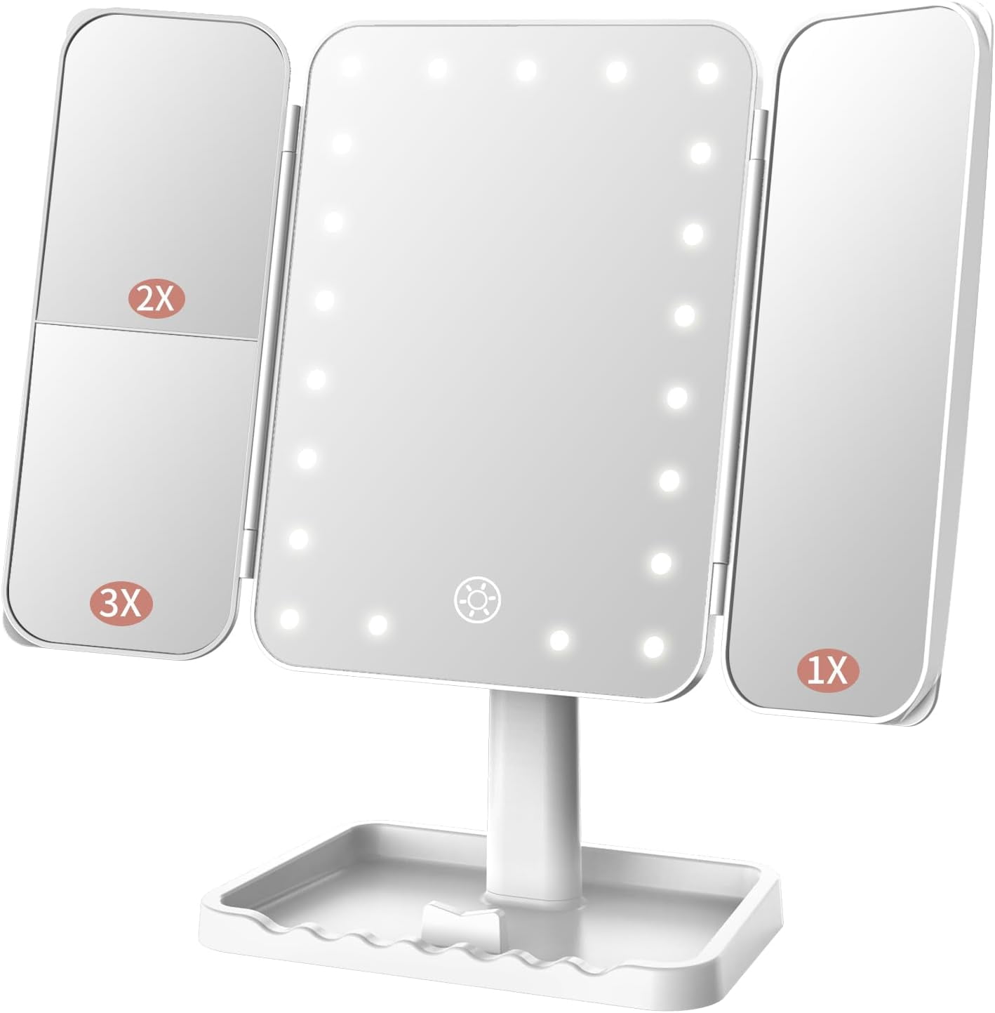 Funtouch Rechargeable Trifold Makeup Vanity Mirror with Light ...