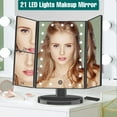 Funtouch Tri-Fold Makeup Mirror, 1X/2X/3X Magnification, Dimmable LED ...