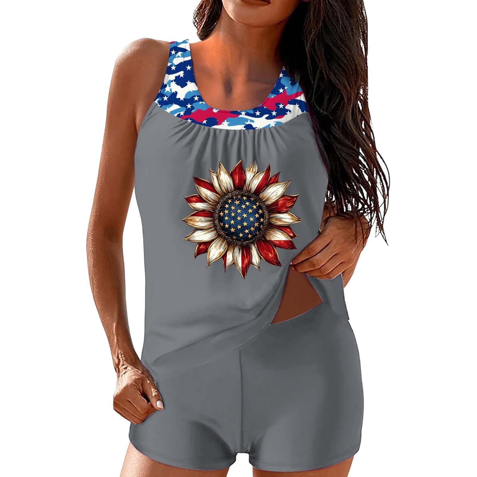 Funtoy 4th of July Two Piece Swimsuit for Women Tankini Bathing Suits ...
