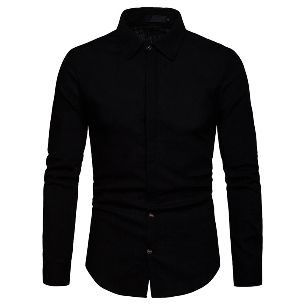 Funtoy Men's Business Casual Simple Color Long Sleeved Single Breasted ...